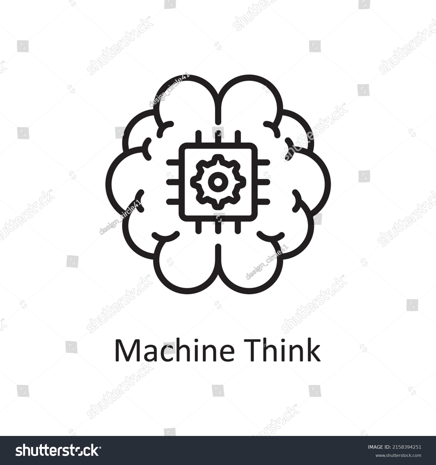 Machine Think Vector Outline Icon Design Stock Vector (Royalty Free ...