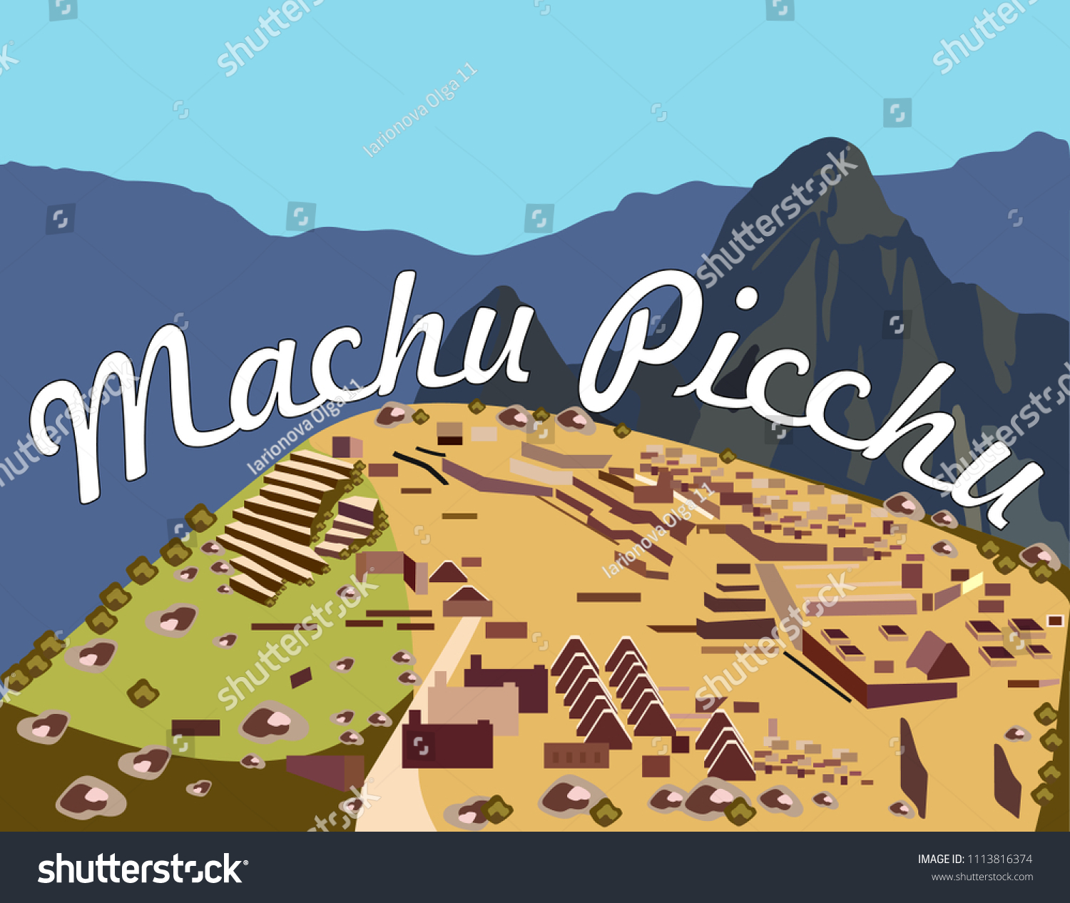 Machu Picchu Banner Stock Vector (Royalty Free) 1113816374