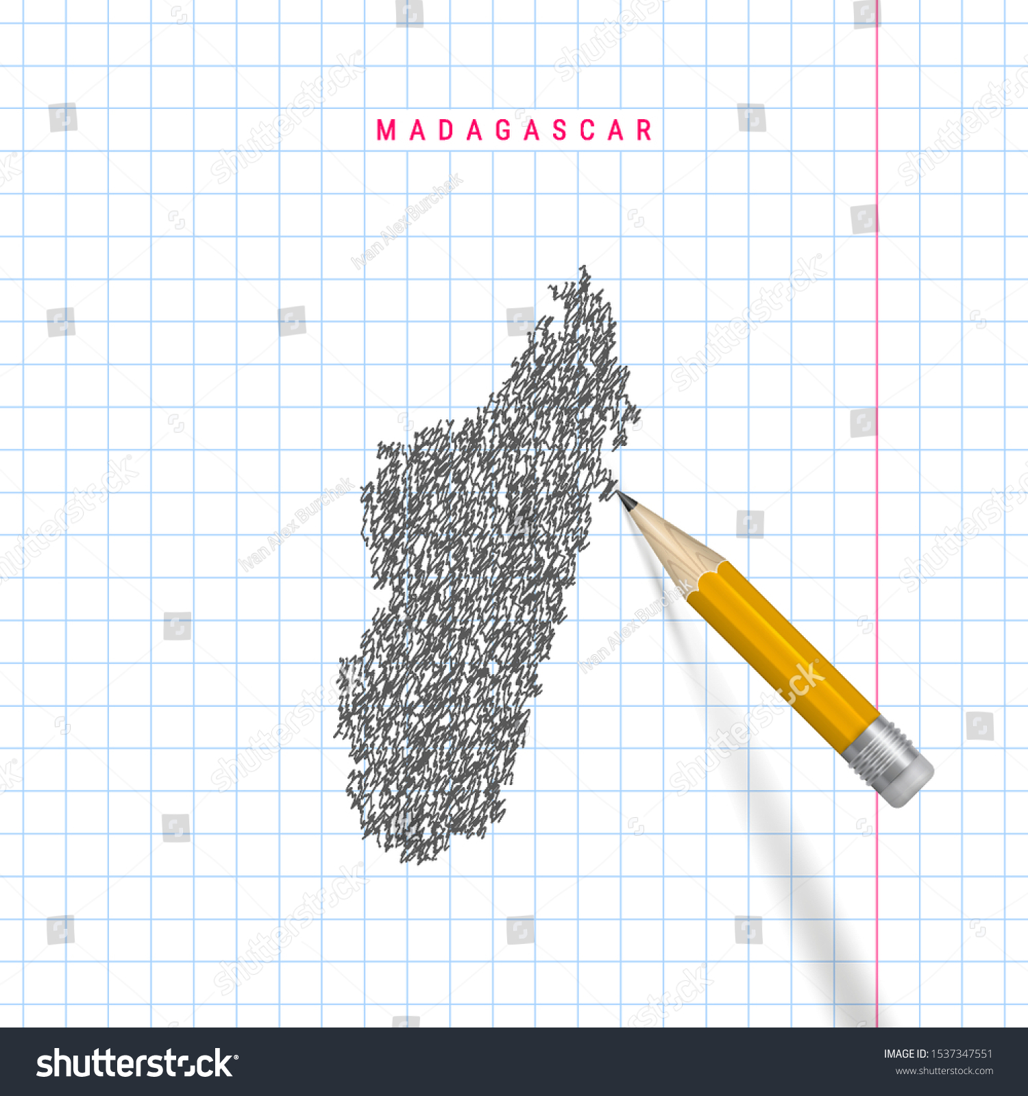 Madagascar Sketch Scribble Vector Map Drawn: vector de stock (libre de ...