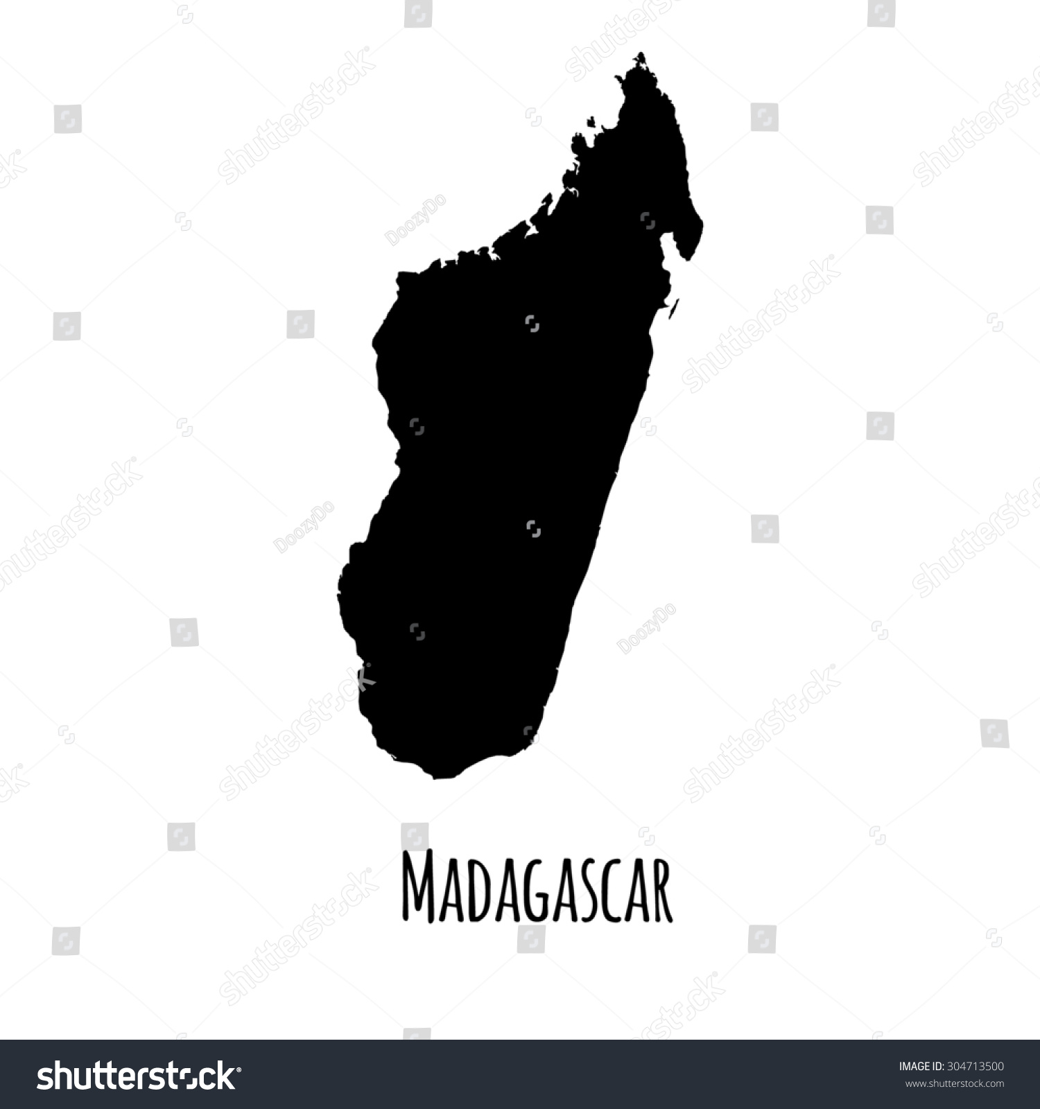 Madagascar Vector Black Outline Map Caption: vector de stock (libre de ...