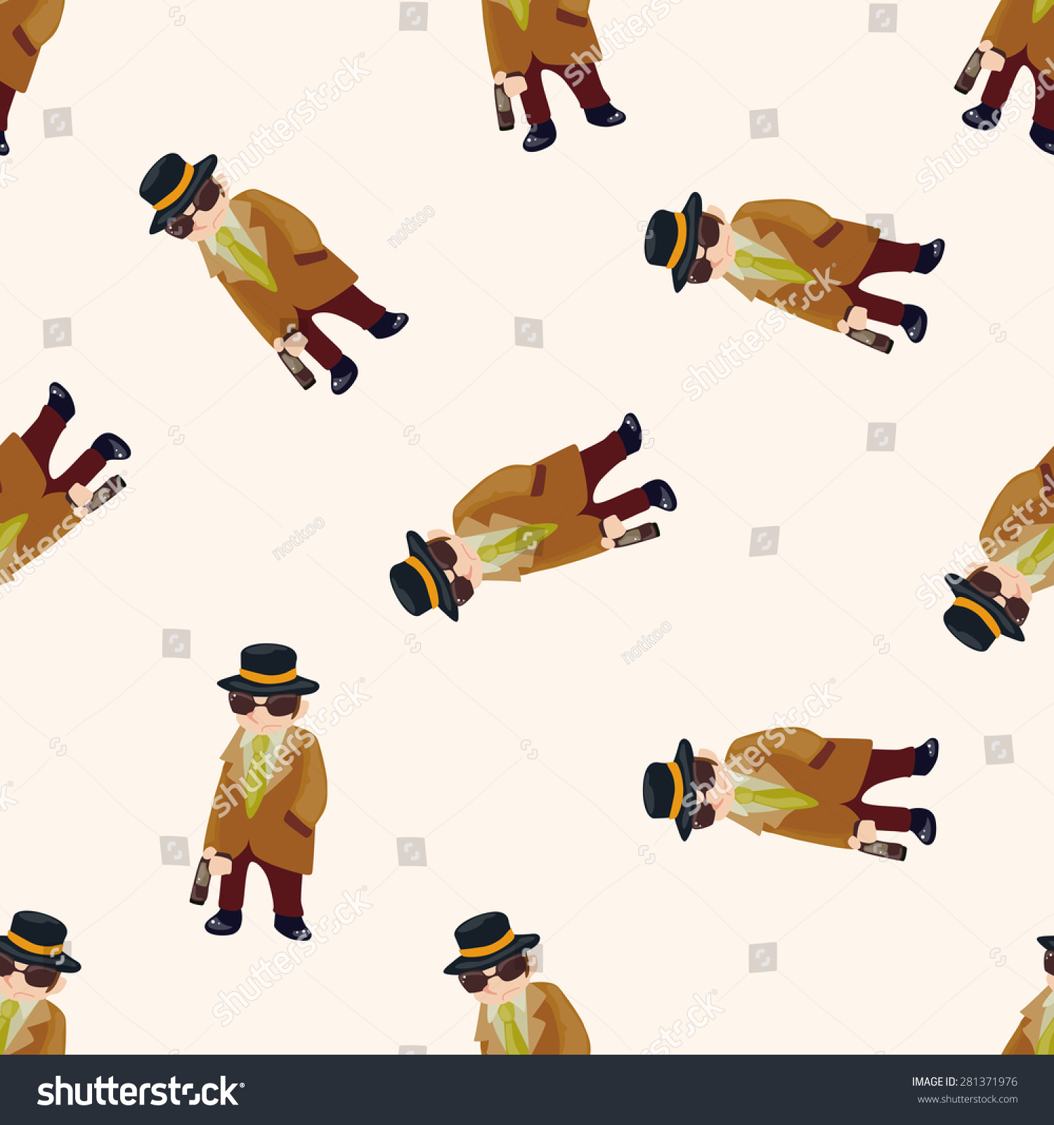 Mafia Cartoon Seamless Pattern Background Stock Vector (Royalty Free ...