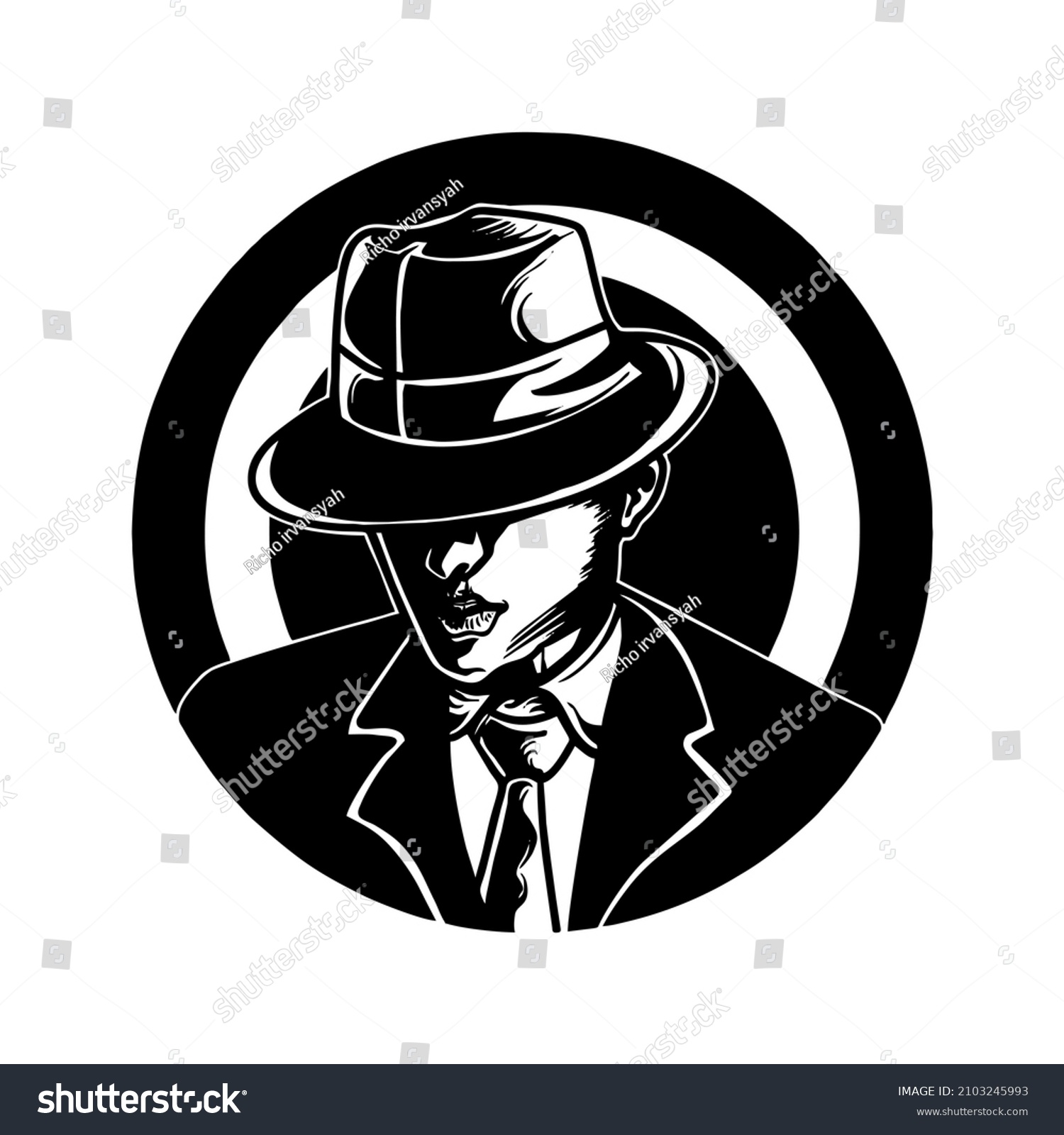 Mafia Character Logo Design Vector Illustration Stock Vector (Royalty ...
