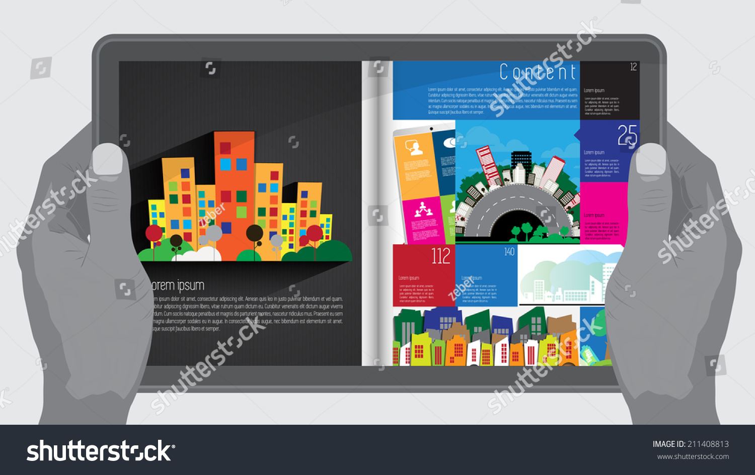 Magazine Layout Vector: เวกเตอร์สต็อก (ปลอดค่าลิขสิทธิ์) 211408813 ...