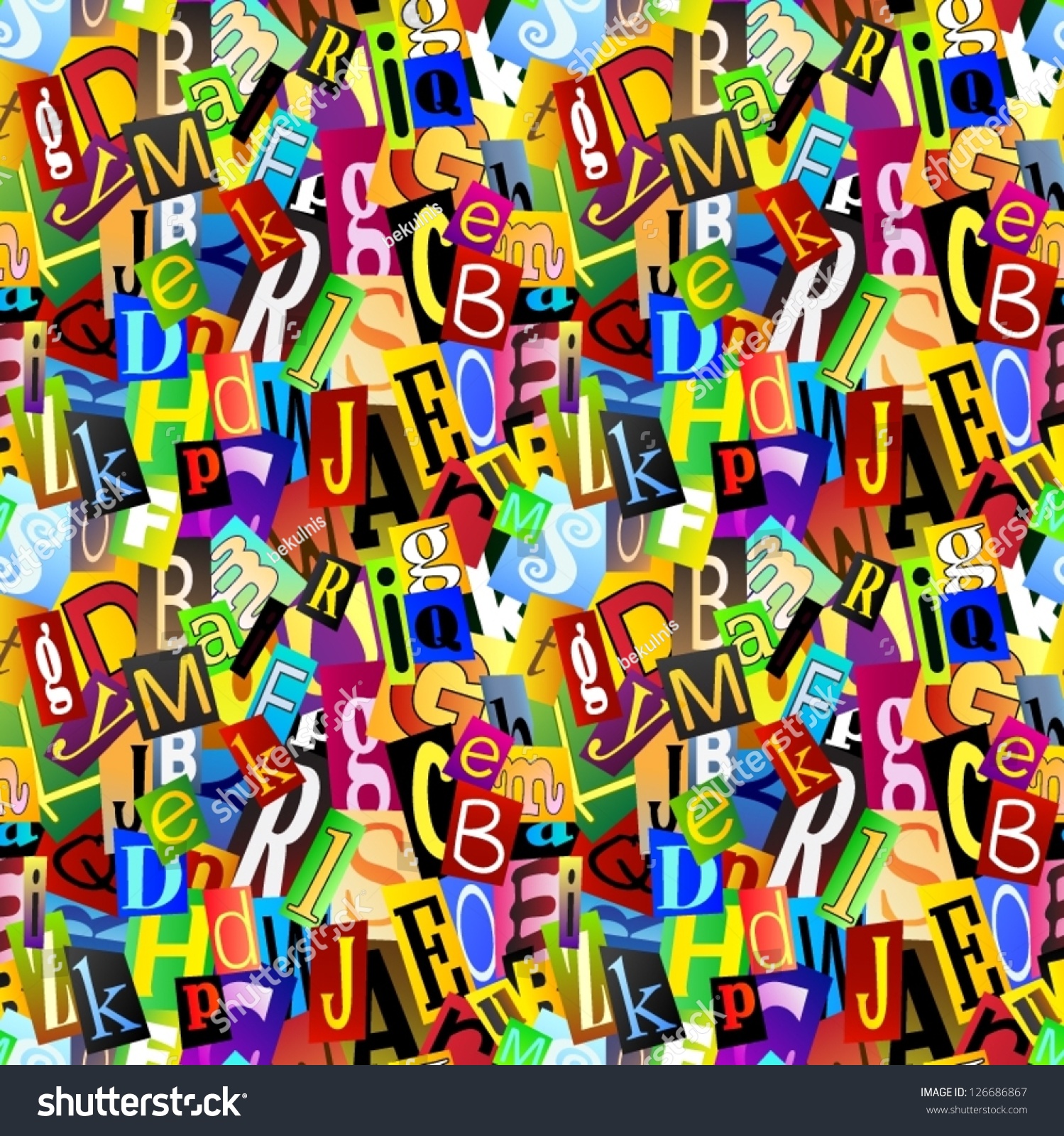 Magazine Letters Collage Seamless Vector Pattern Stock Vector (Royalty ...