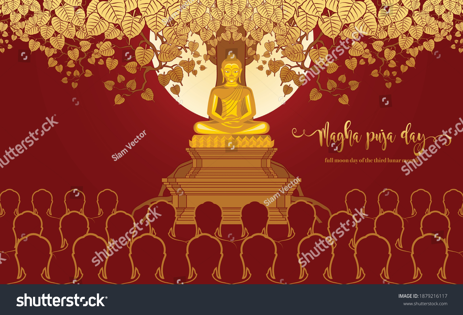 Magha Puja Day Banner Gold Buddha Stock Vector (Royalty Free) 1879216117 Magha Puja Day Banner Gold Buddha Stock Vector (Royalty Free) 1879216117