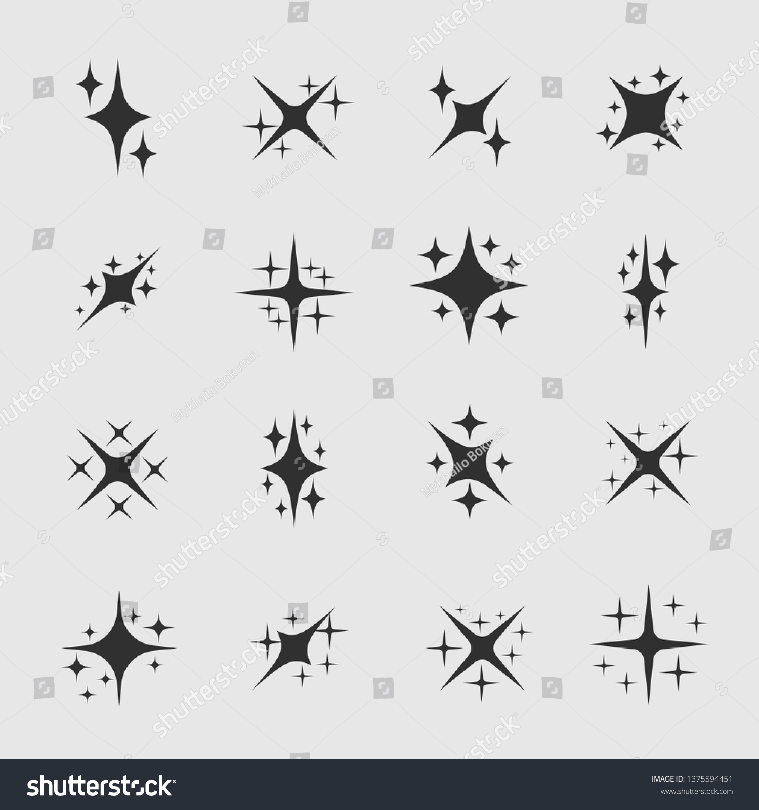 Magic Bright Star Icon Set Vector Stock Vector (Royalty Free ...