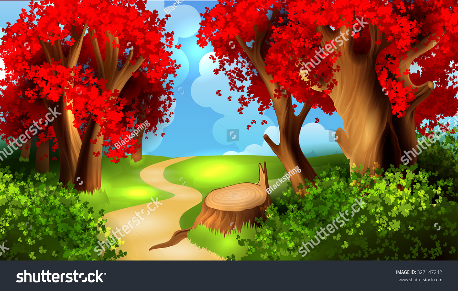 Magic Cartoon Landscape Stock Vector (Royalty Free) 327147242
