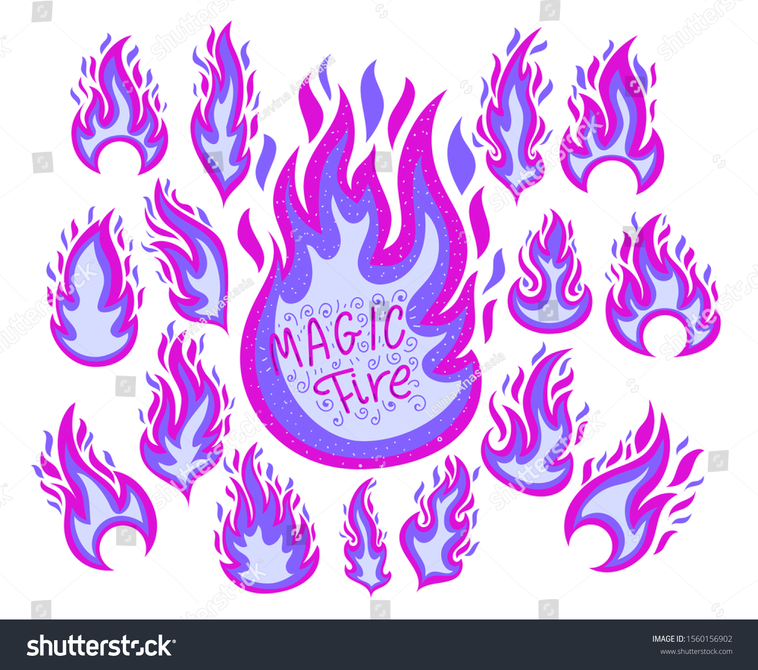 Magic Fire Flames Color Vector Illustrations Stock Vector (Royalty Free ...