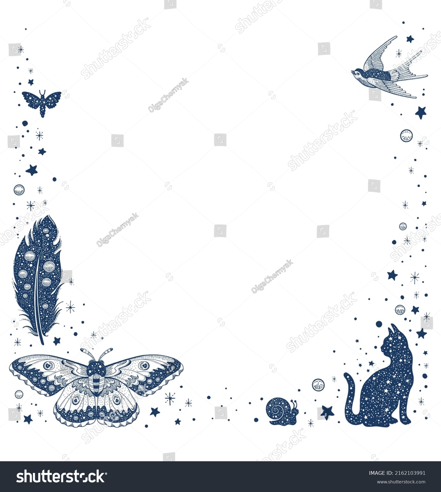 Magic Frame Vector Background Vintage Moon Stock Vector (Royalty Free ...