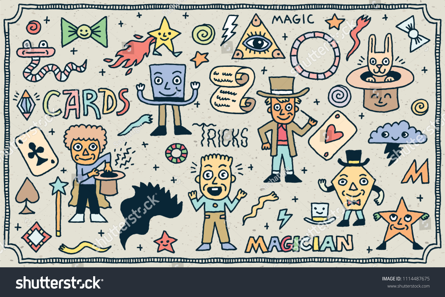 Magic Funny Doodle Set 2 Color Stock Vector (Royalty Free) 1114487675 ...