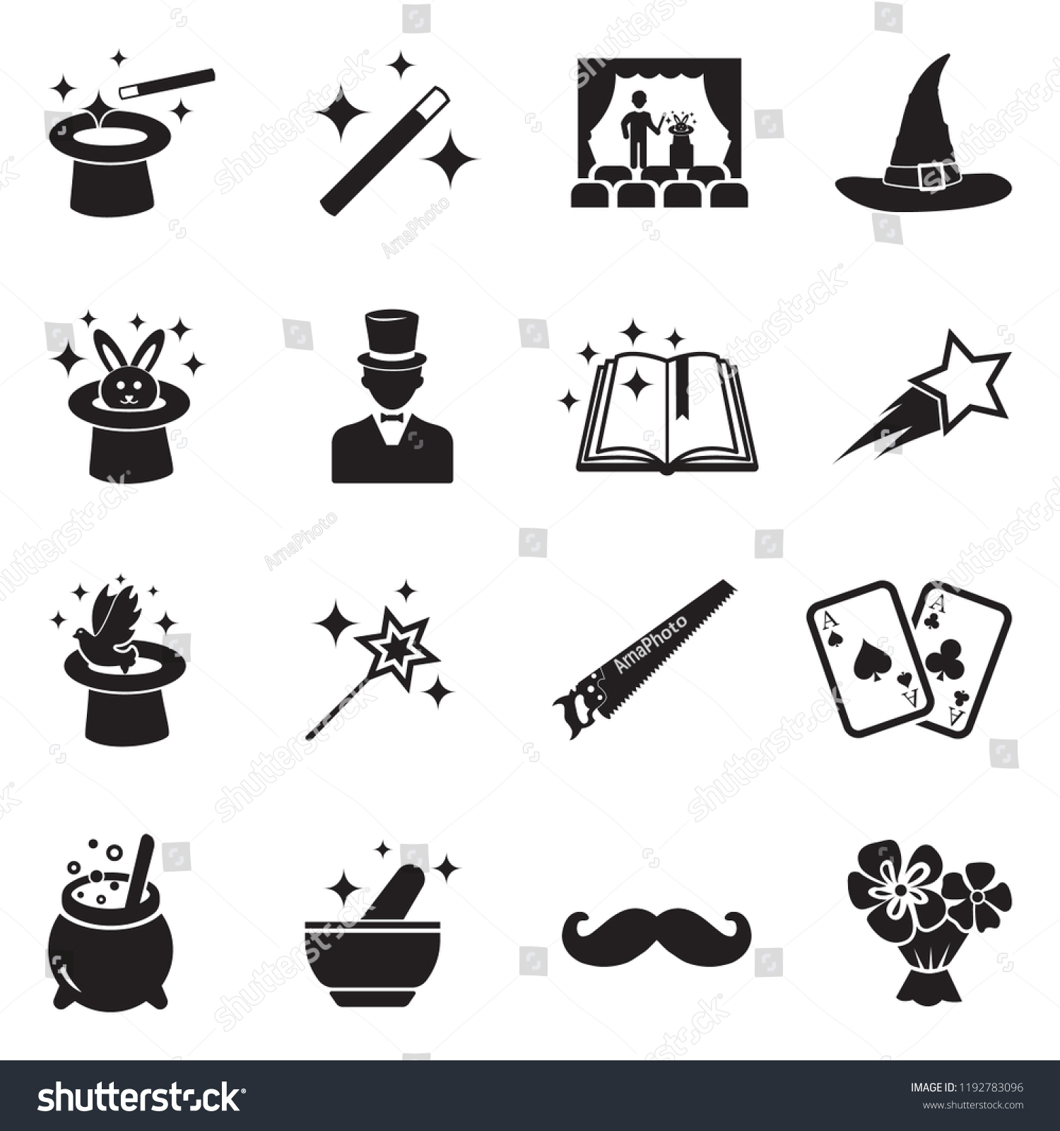 Magic Icons Black Flat Design Vector Stock Vector (Royalty Free ...