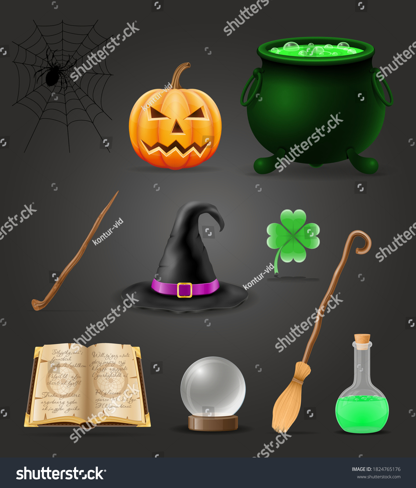 Magic Objects Witchcraft Vector Illustration Isolated Stock Vector ...