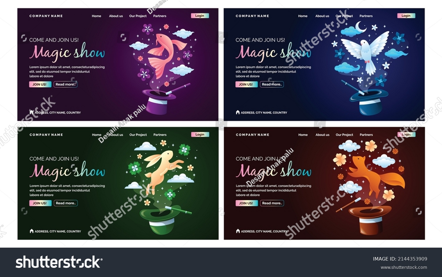 Magic Show Landing Page Collection Vector Stock Vector (Royalty Free ...