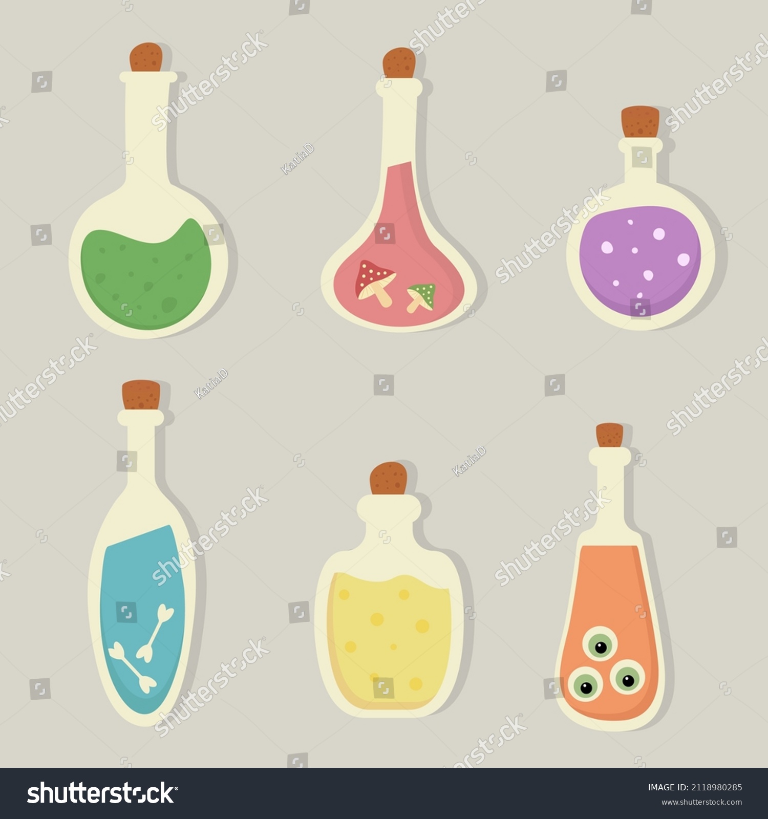 Magical Bottles Potion Icons Set Stock Vector (Royalty Free) 2118980285 ...