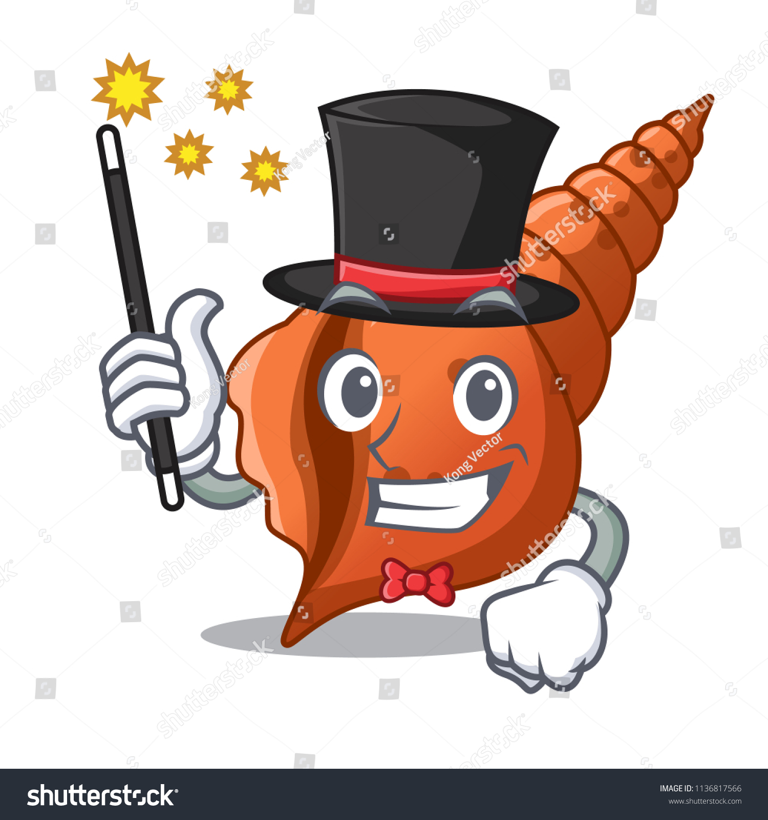 Magician Long Shell Mascot Cartoon Stock Vector (Royalty Free) 1136817566