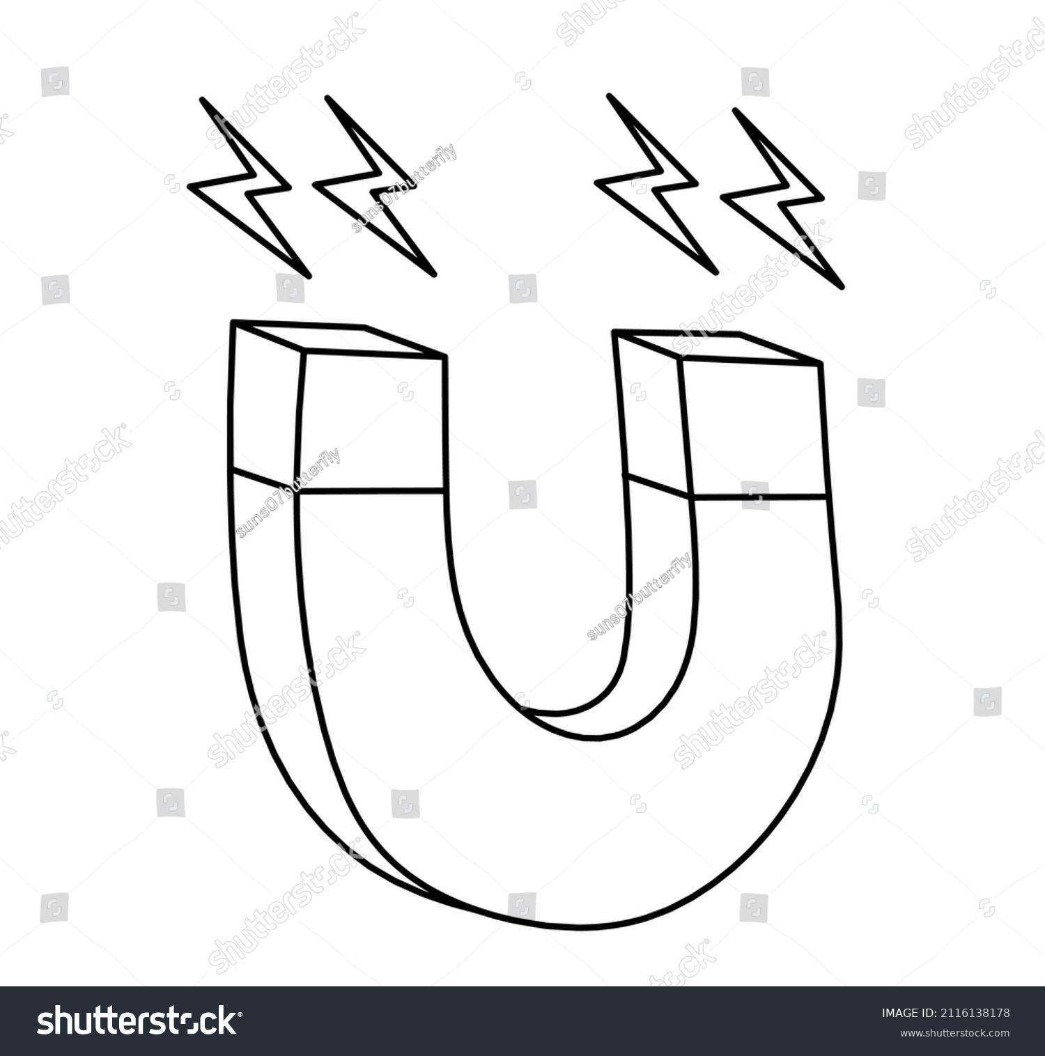 Magnet Line Drawing On White Background Stock Vector (Royalty Free ...
