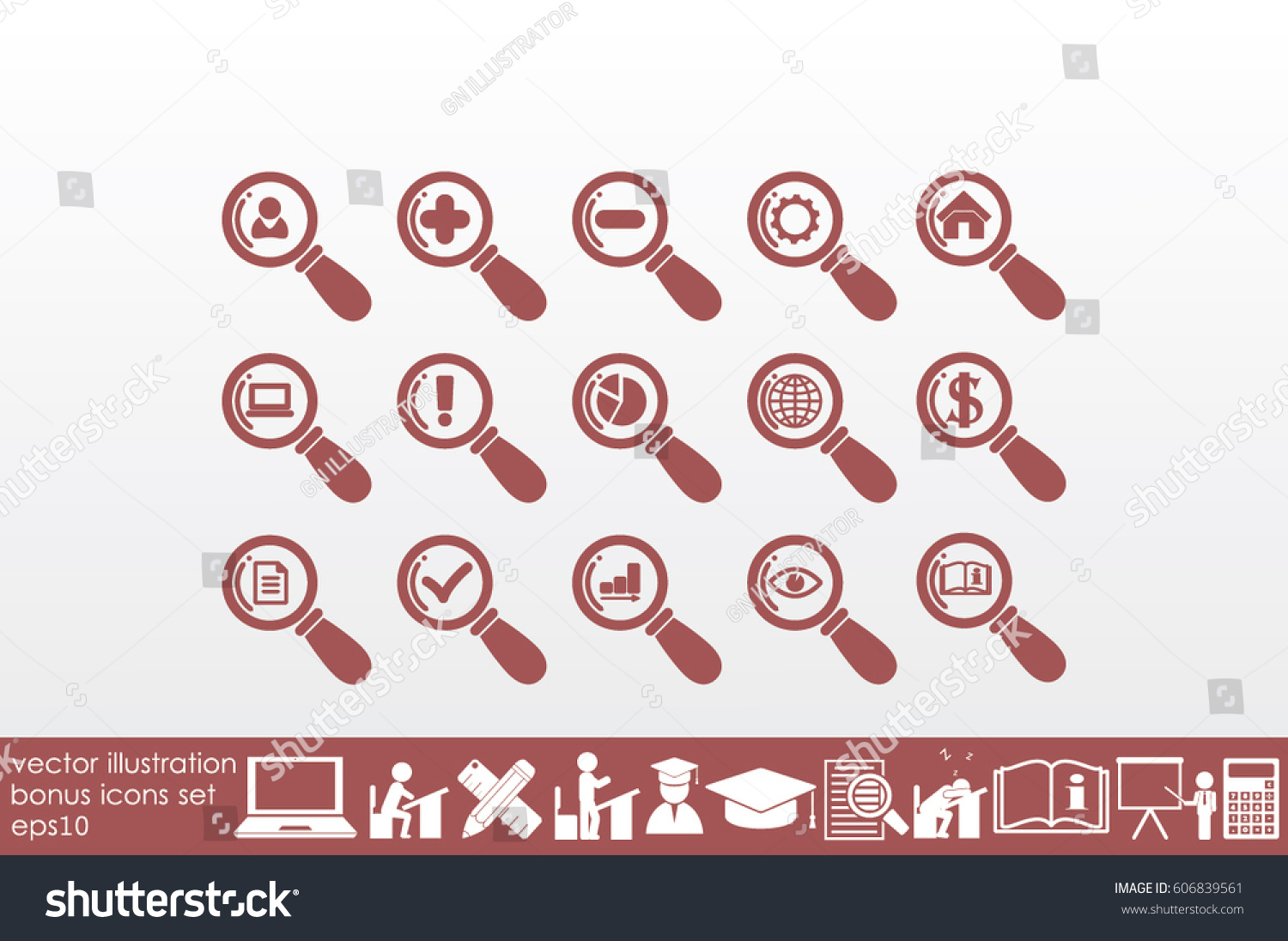 Magnifier Icons Stock Vector (Royalty Free) 606839561