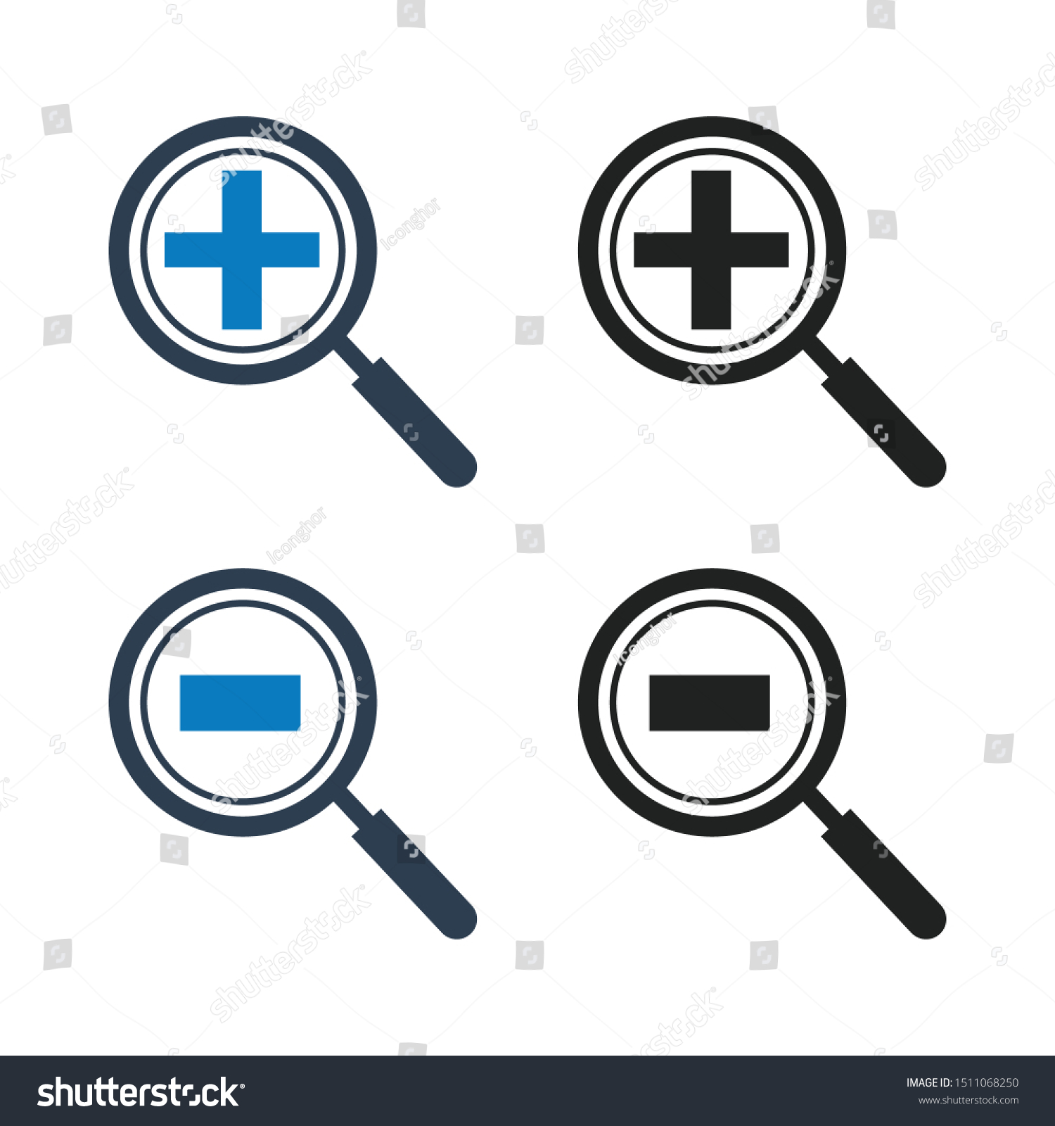 Magnifying Class Icon Set Flat Style Stock Vector (Royalty Free ...