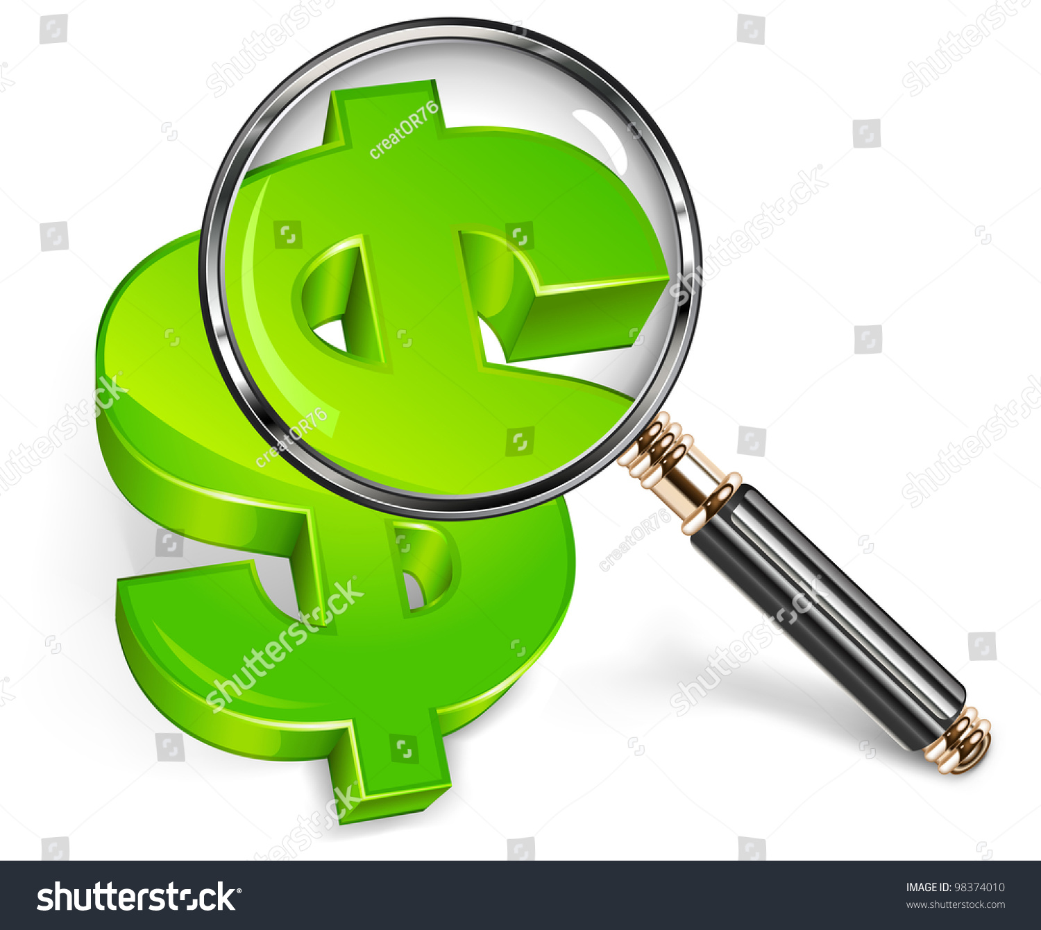 Magnifying Glass Zooming Green Dollar Symbol: vector de stock (libre de ... Magnifying Glass Zooming Green Dollar Symbol: vector de stock (libre de ...