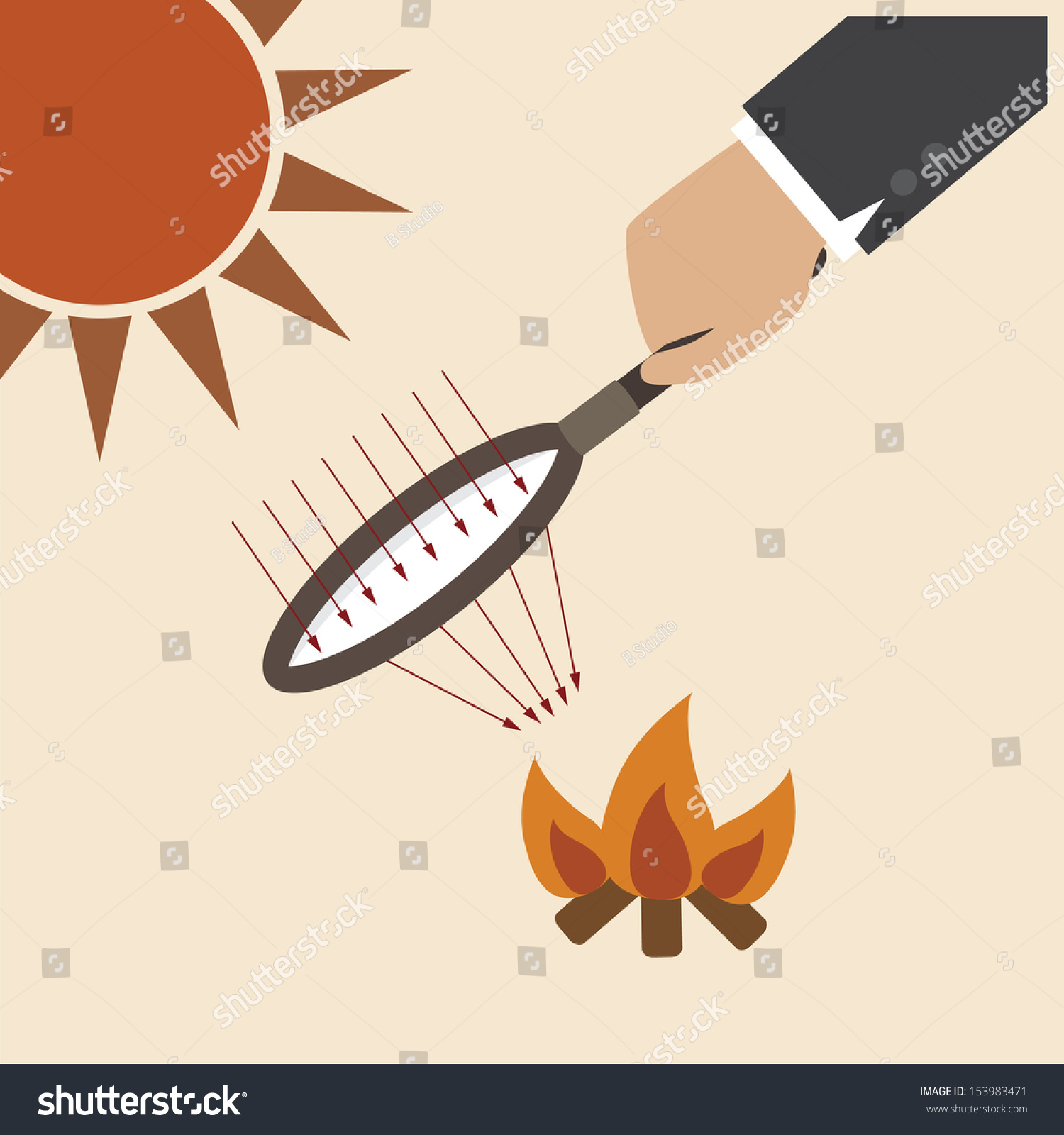 Magnifying Lens Sun Light Create Fire Stock Vector (Royalty Free ...