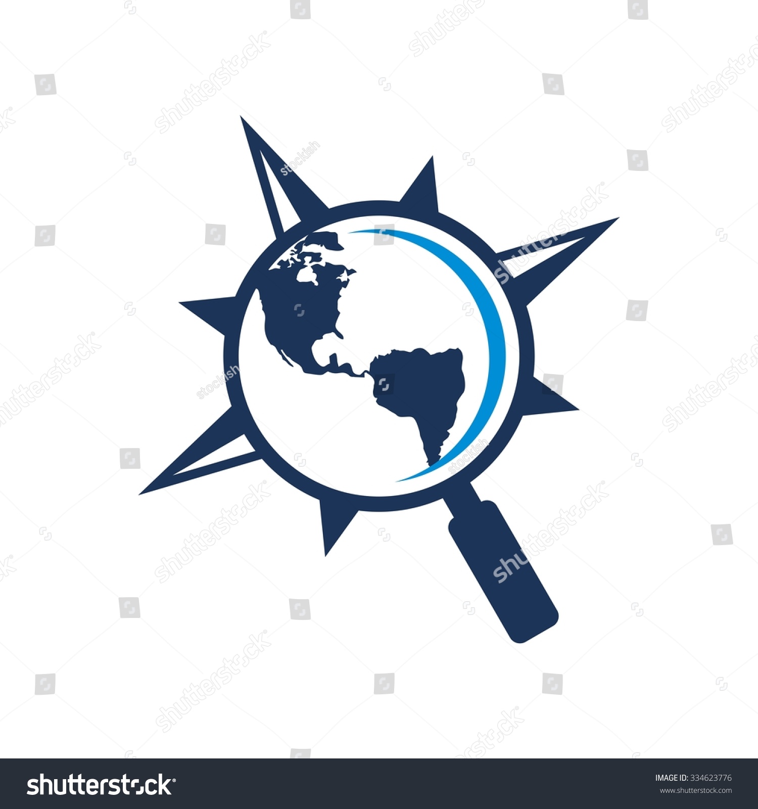Magnifying World Logo Vector Compass World Stock Vector Royalty Free 334623776