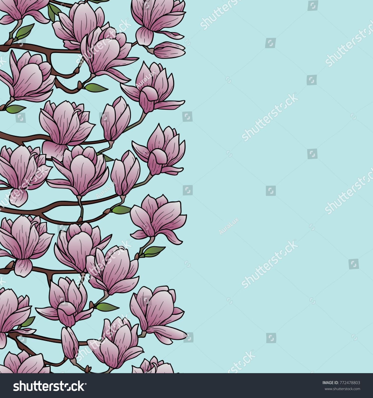 Magnolia Seamless Border Stock Vector (Royalty Free) 772478803 ...