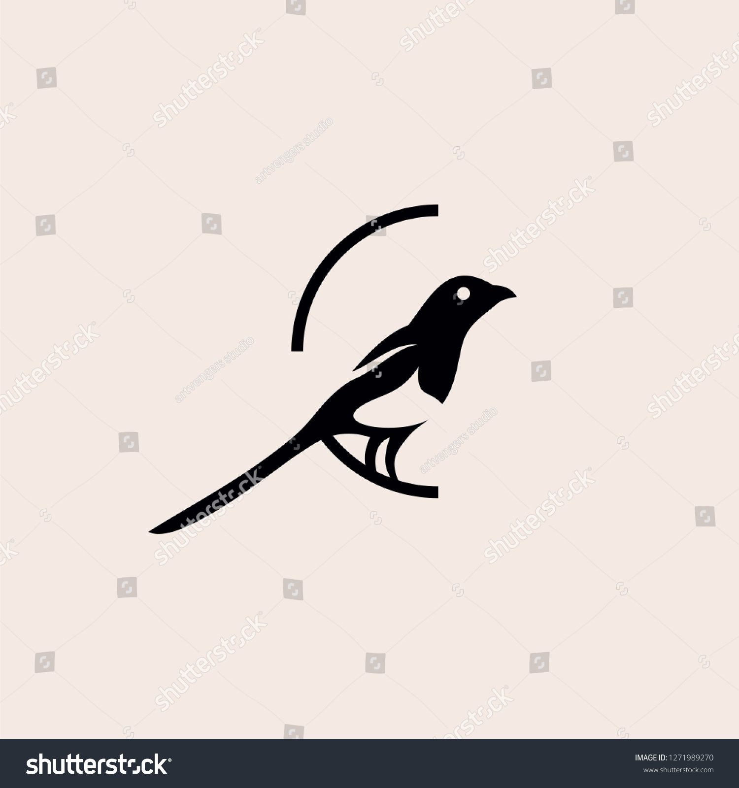 Magpie Bird Logo Vector Stock Vector (Royalty Free) 1271989270