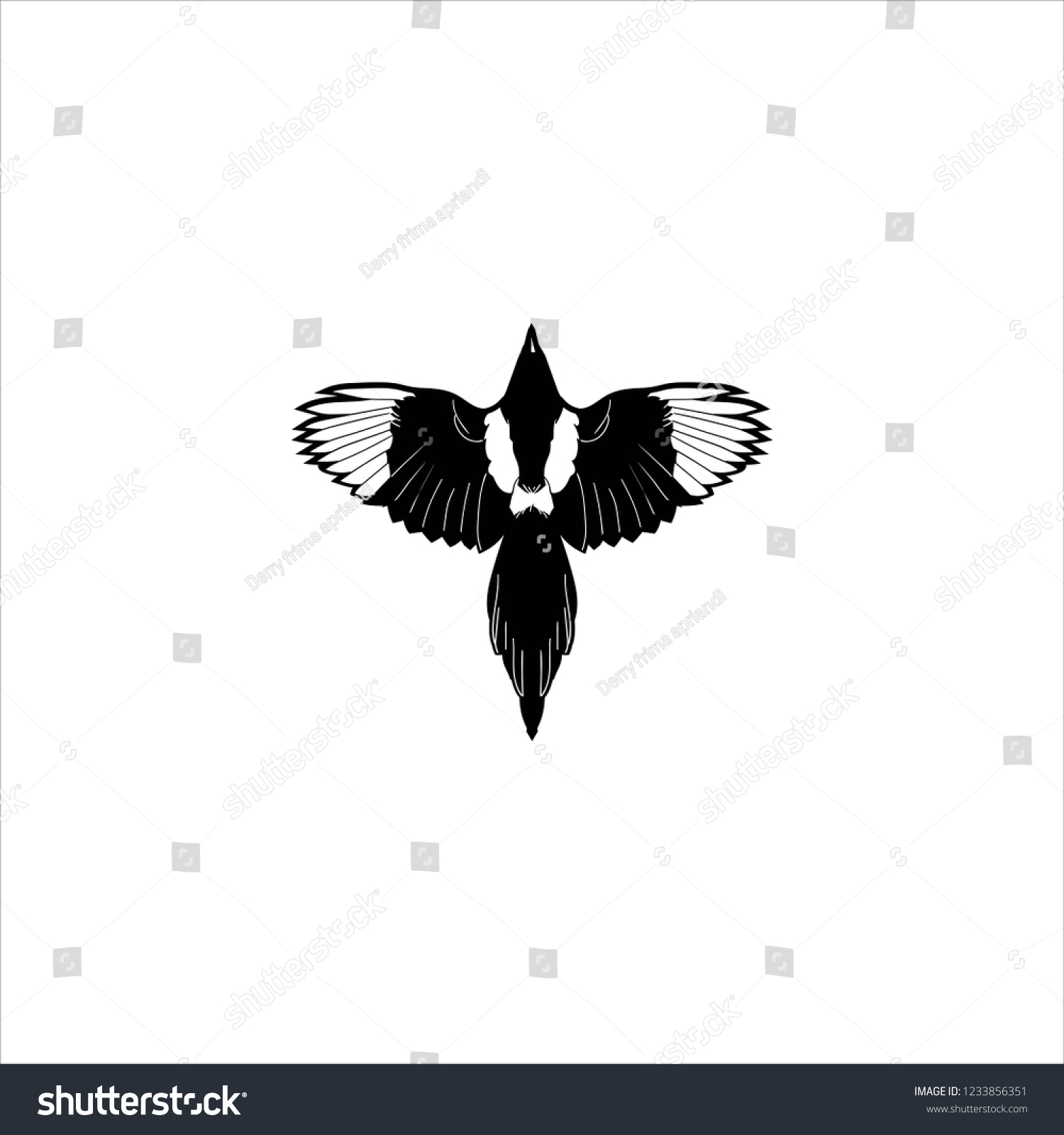 Magpie Bird Vector: vector de stock (libre de regalías) 1233856351