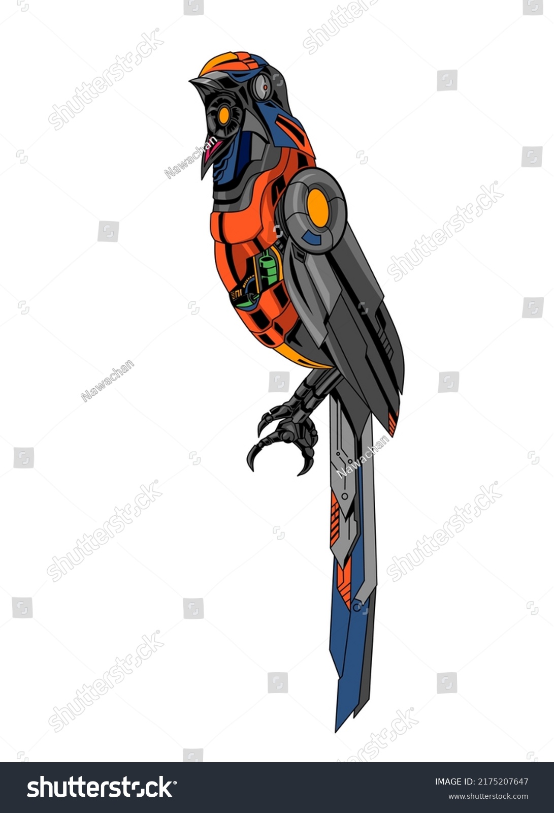 Magpie Birds Vector Mecha Style Stock Vector (Royalty Free) 2175207647 ...