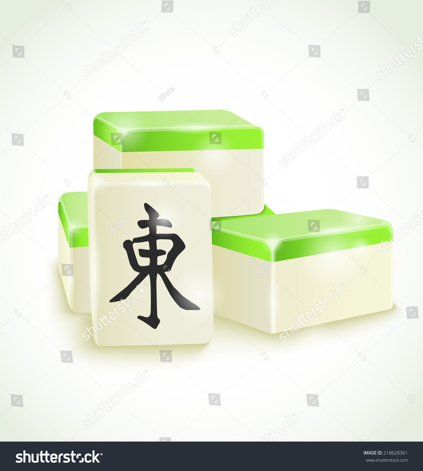 Mahjong Tile On White Background Vector 스톡 벡터(로열티 프리) 218628361 ...