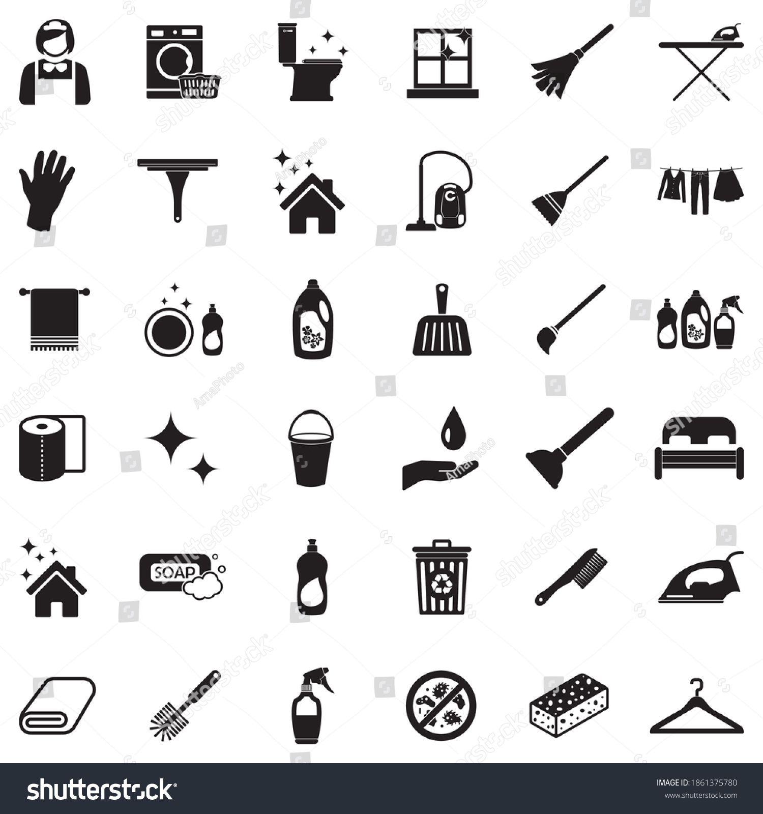 Maid Service Icons Black Flat Design Stock Vector (Royalty Free) 1861375780 Maid Service Icons Black Flat Design Stock Vector (Royalty Free) 1861375780