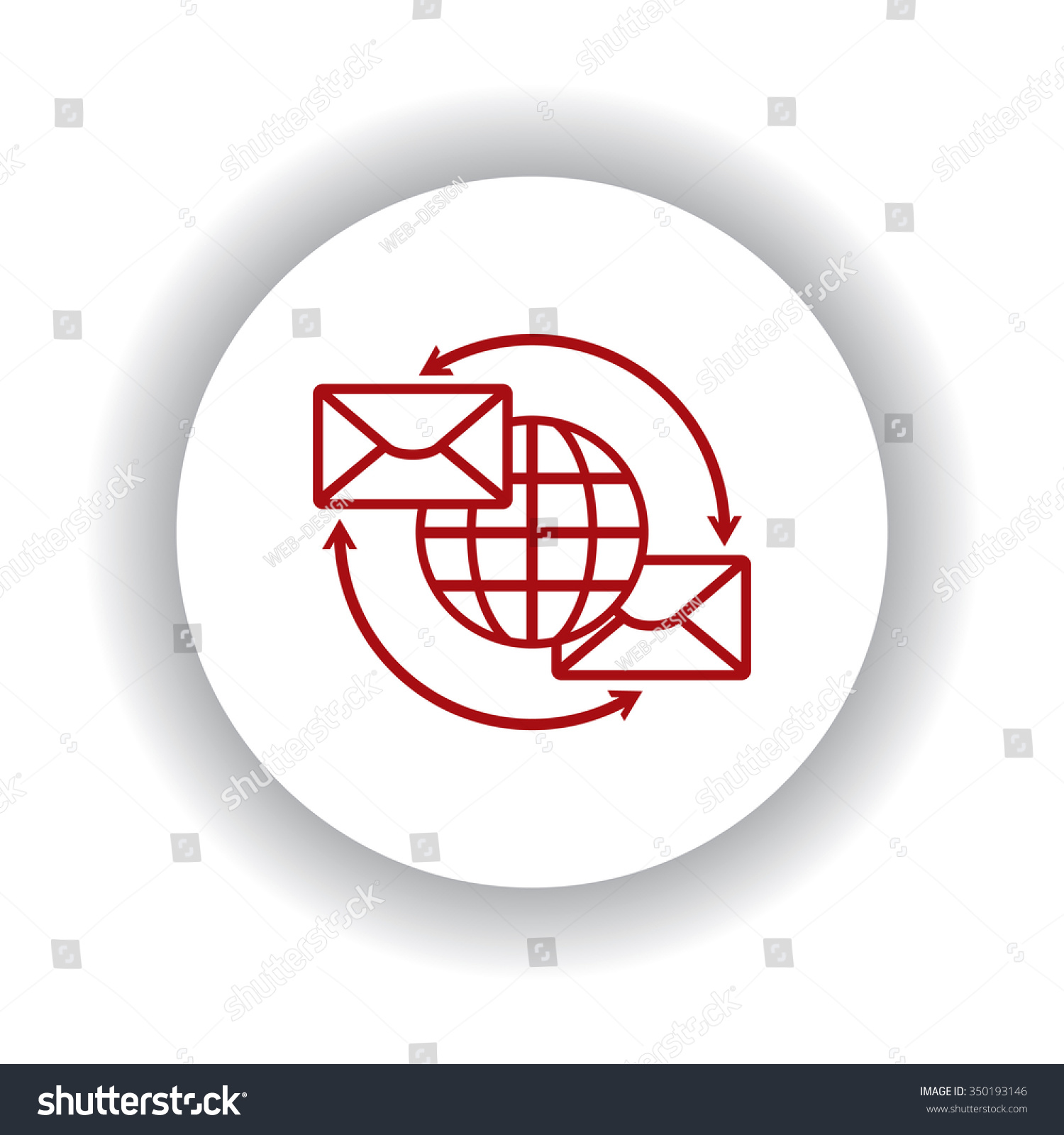Mail Icon Red Isolated White Background Stock Vector (Royalty Free ...