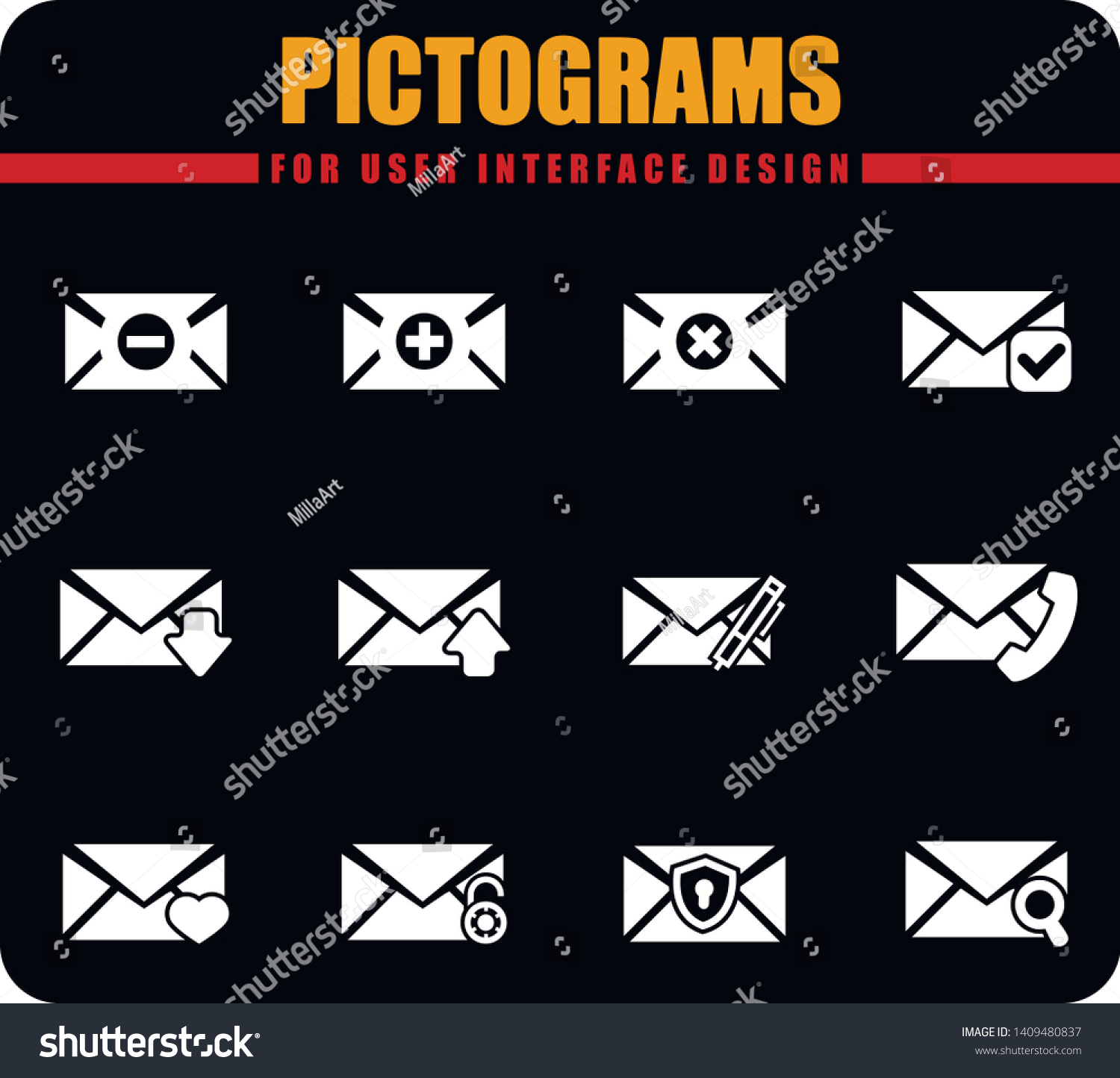 Mail Professional Pictograms User Interface Design Stock Vector ...