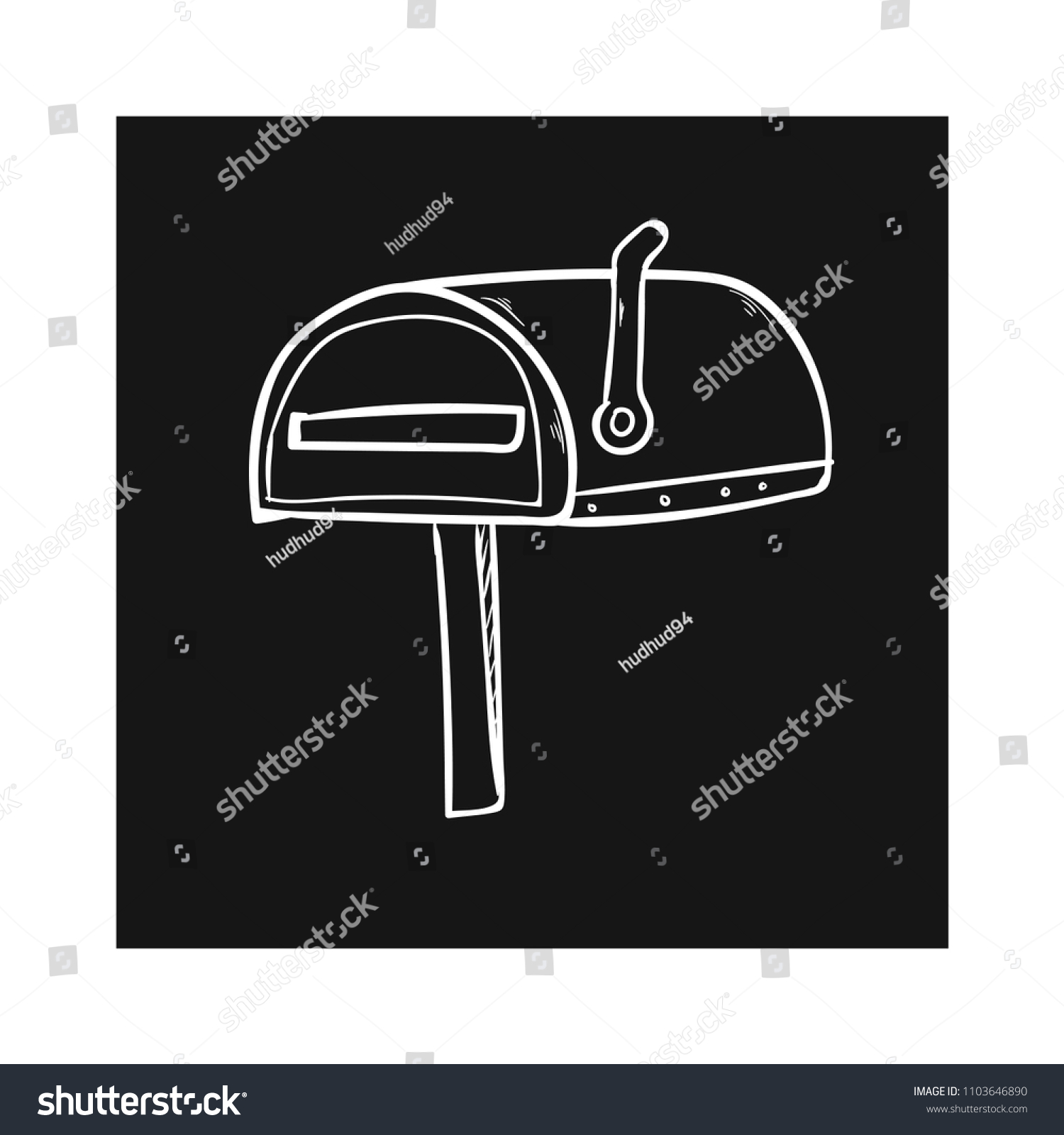 Mailbox Doodle Icon Flat Black Stock Vector (Royalty Free) 1103646890 ...