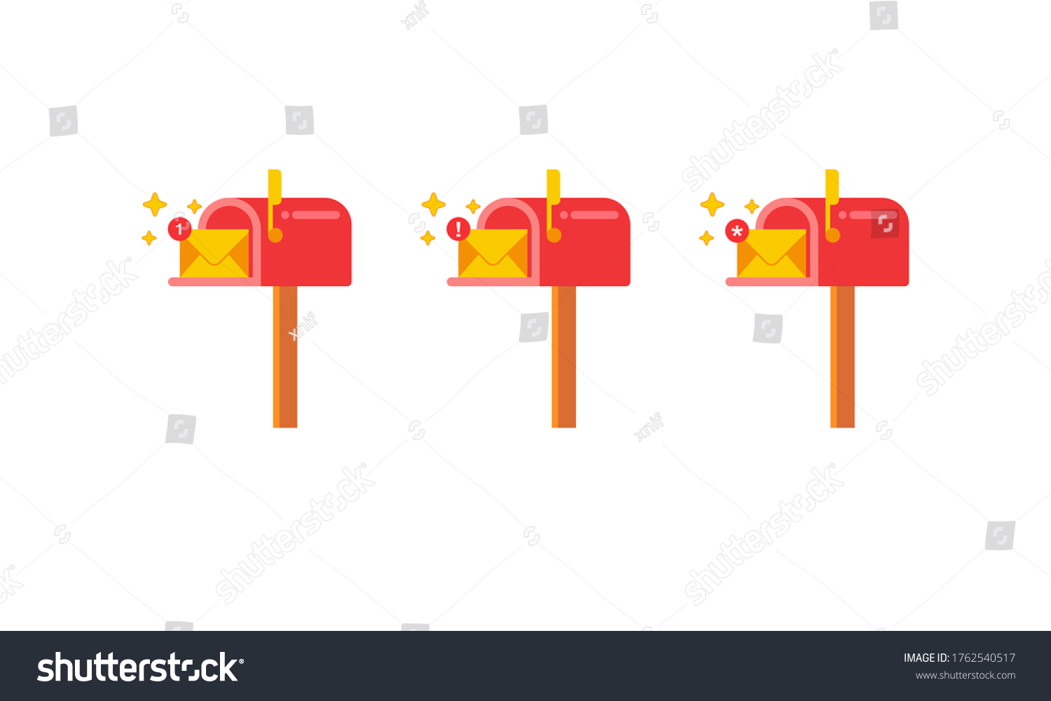 Mailbox Notification On White Background: เวกเตอร์สต็อก (ปลอดค่า ...