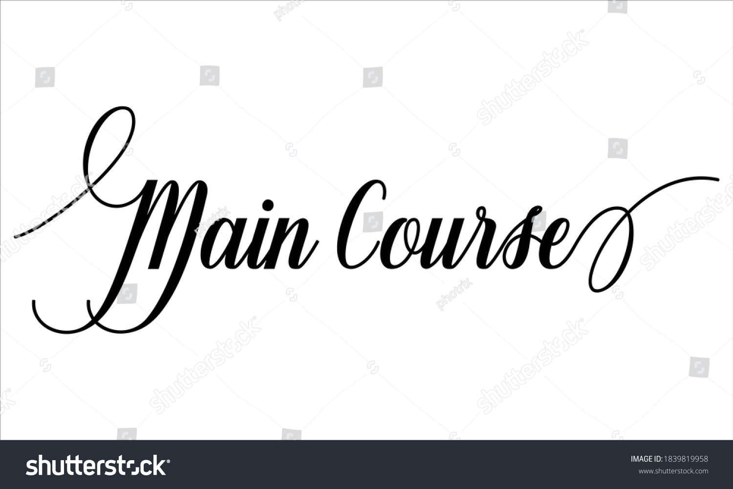Main Course Script Typography Cursive Calligraphy Stock Vector (Royalty ...
