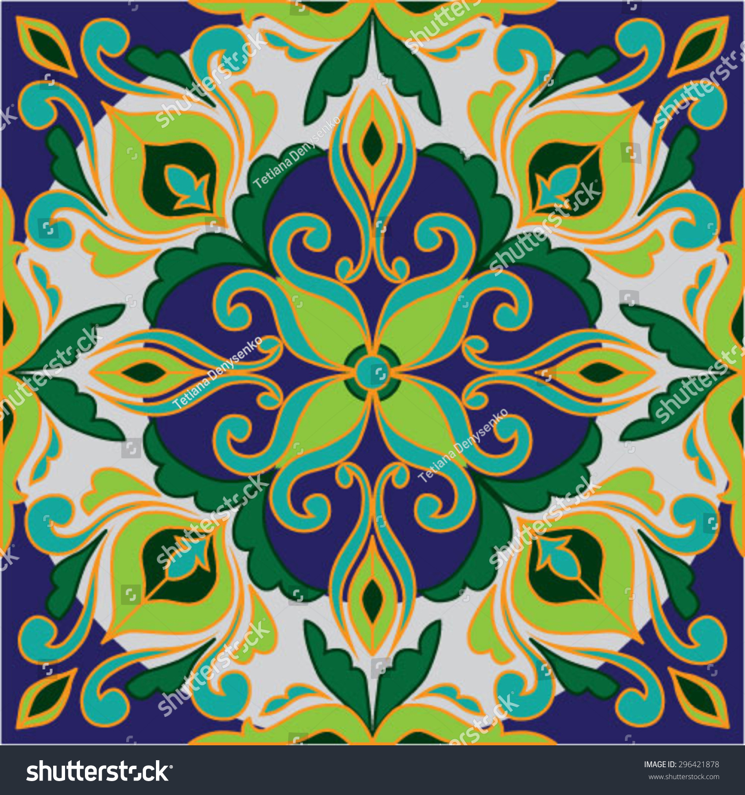 Majolica Pattern Tile Stock Vector (Royalty Free) 296421878