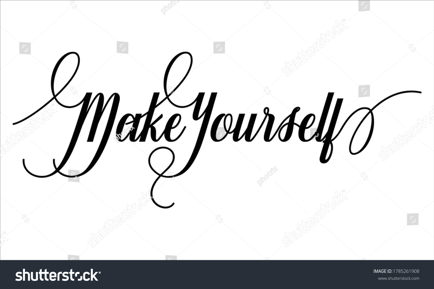 Vektor Stok Make Yourself Script Calligraphy Cursive Typography (Tanpa ...