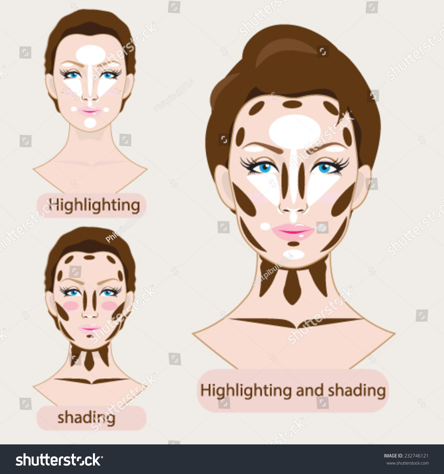 Makeup Highlighting Shading Stock Vector (Royalty Free) 232746121 ...