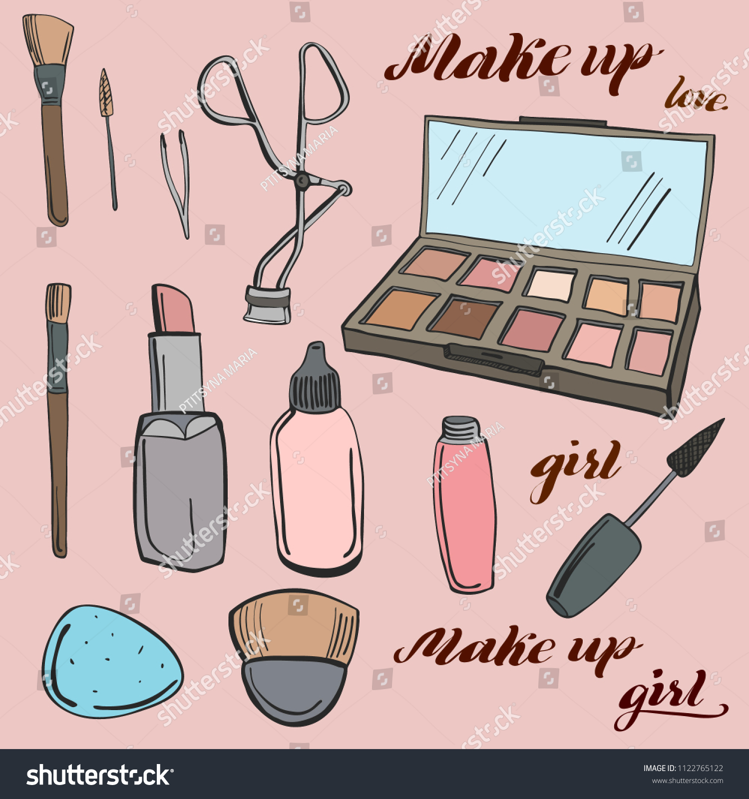 Makeup Set Sketch Stock Vector (Royalty Free) 1122765122 | Shutterstock