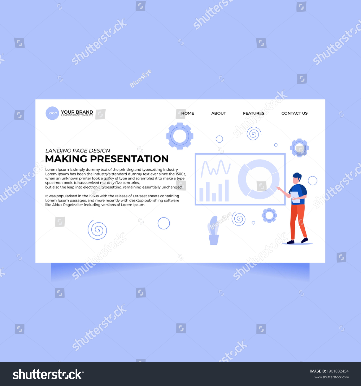 Making Presentation Landing Page Design Stock Vector (Royalty Free ...