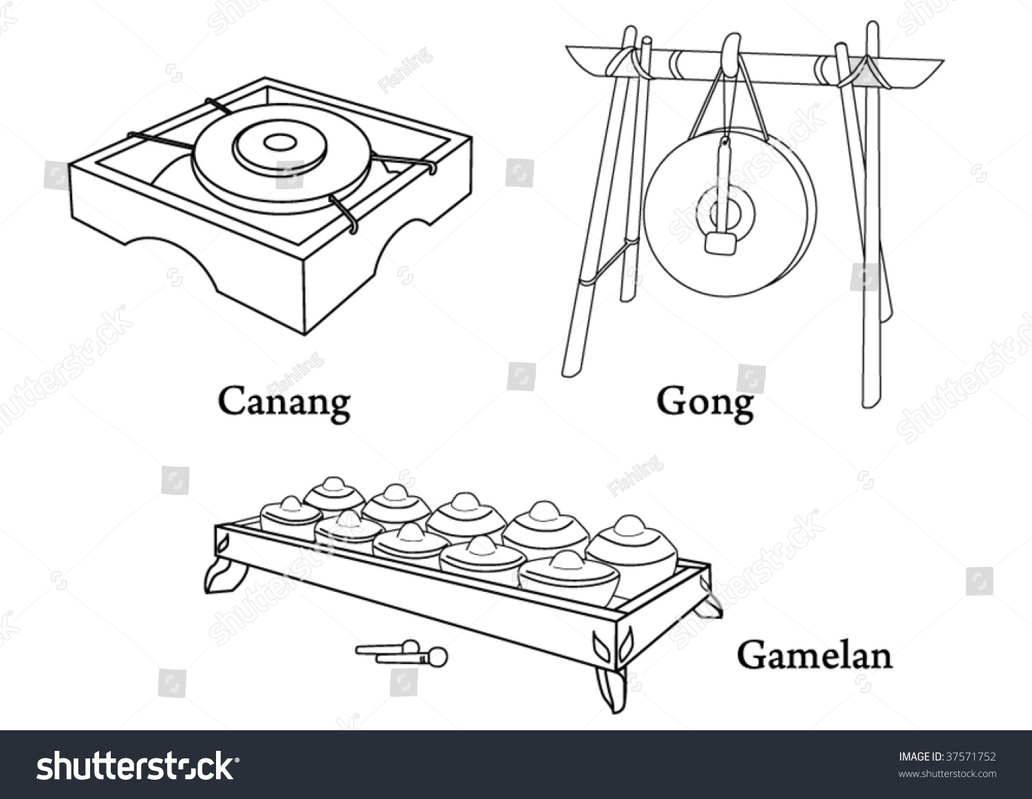 Malay Traditional Music Instruments 2 Stock Vector Illustration ...