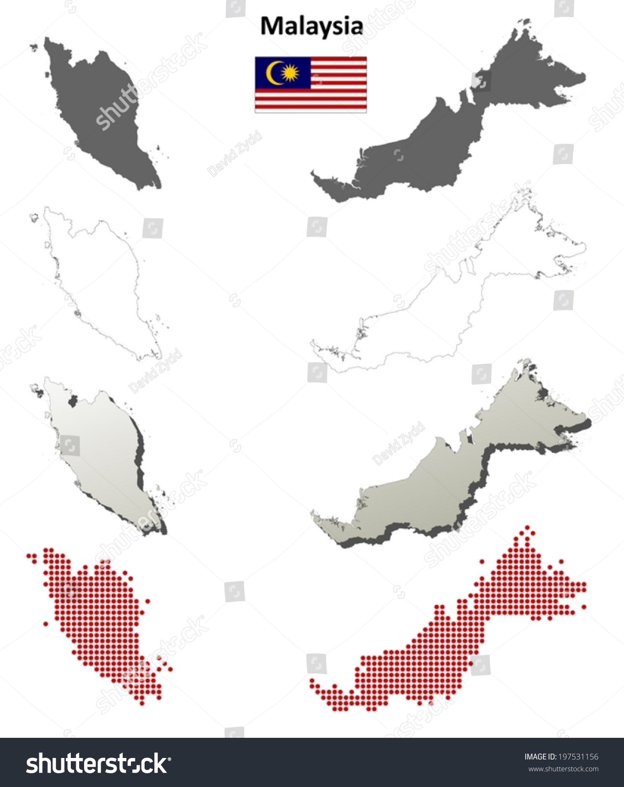 Malaysia Blank Detailed Outline Map Set Stock Vector (Royalty Free ...