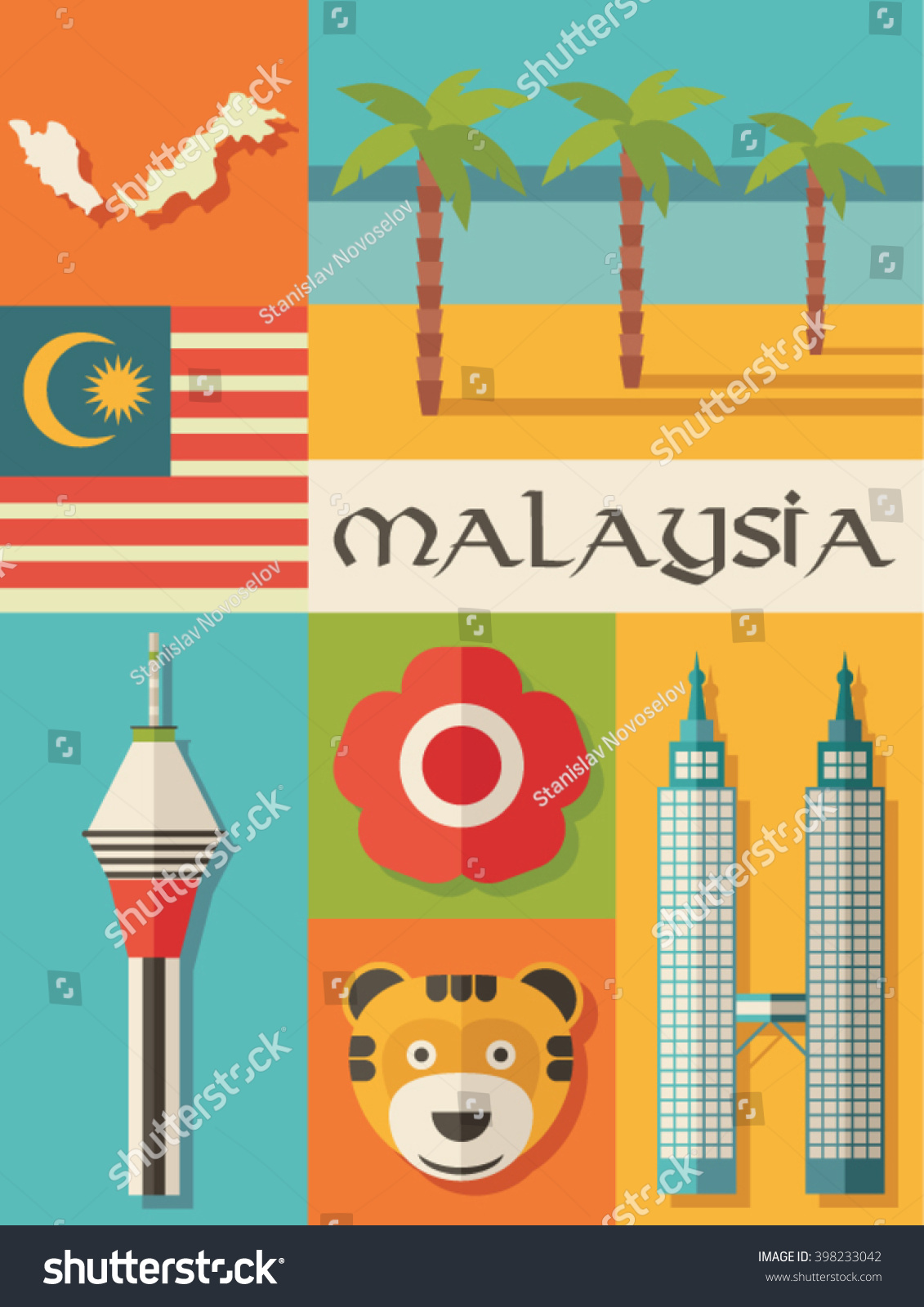 Malaysia Icon Set Stock Vector (Royalty Free) 398233042