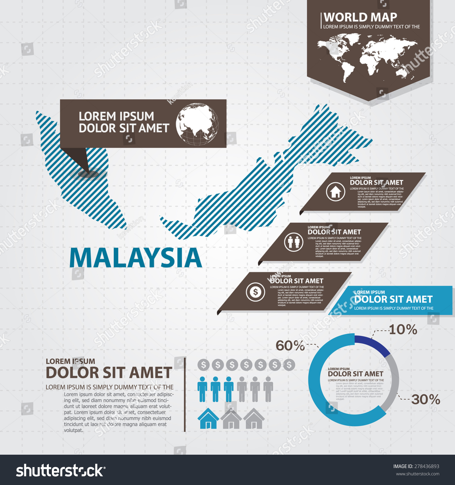 Malaysia Map Infographic Stock Vector (Royalty Free) 278436893 ...