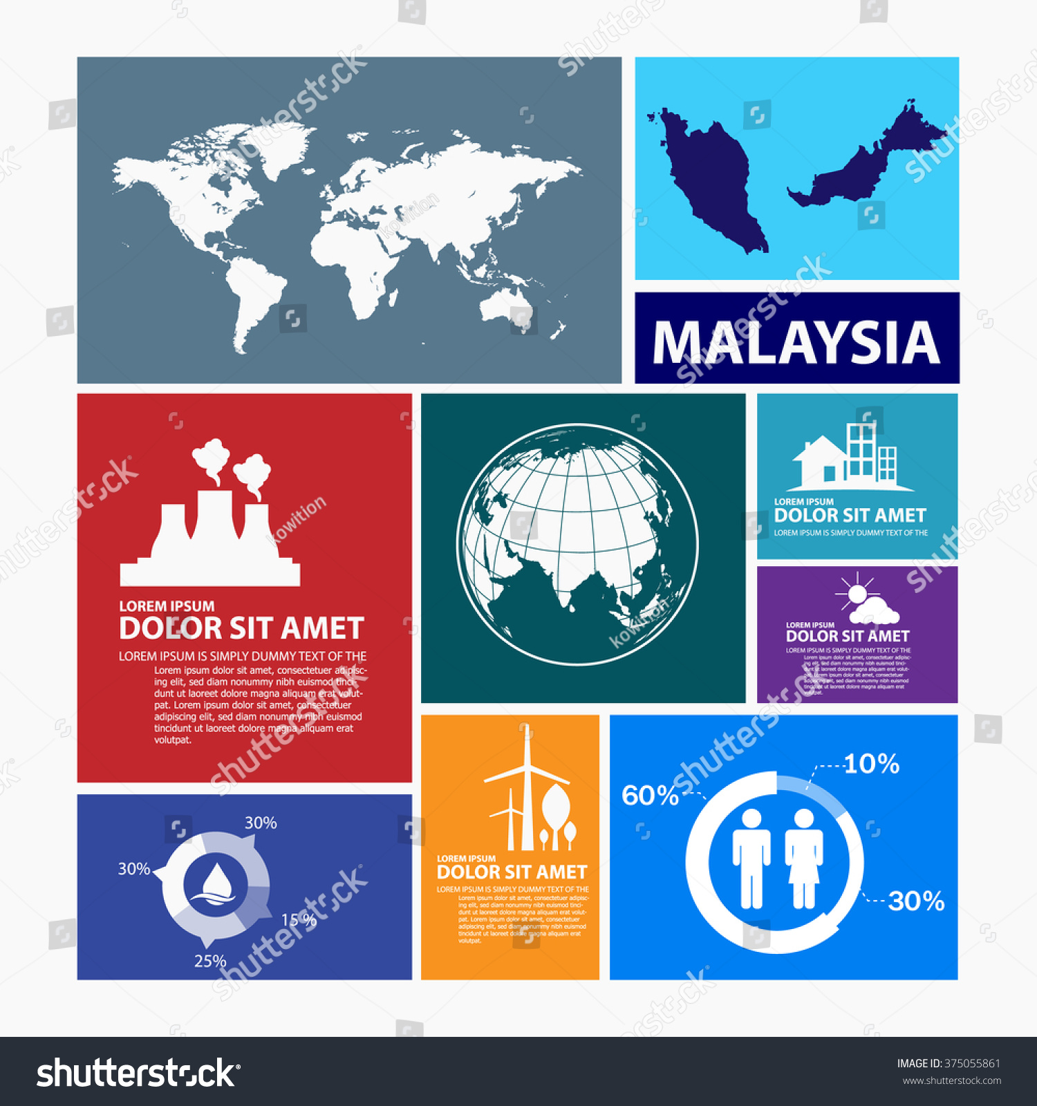 Malaysia Map Infographic: vector de stock (libre de regalías) 375055861 ...