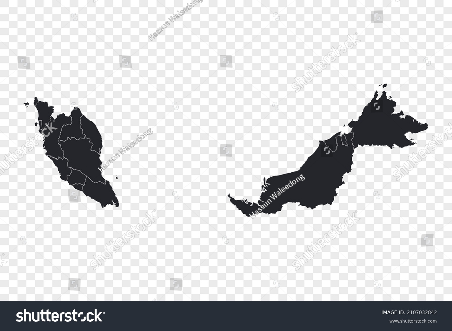 Malaysia Map Vector Isolated On Transparent Stock Vector (Royalty Free ...