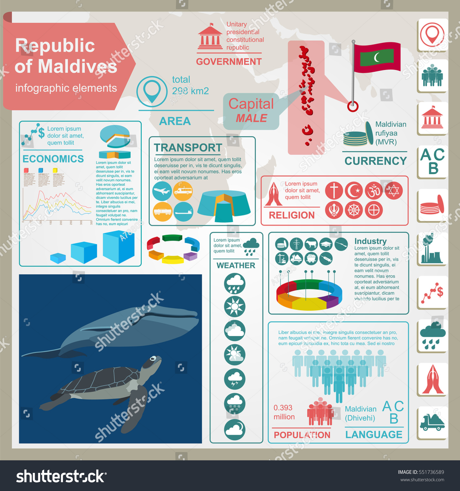 Maldives Infographics Statistical Data Sights Vector: เวกเตอร์สต็อก ...