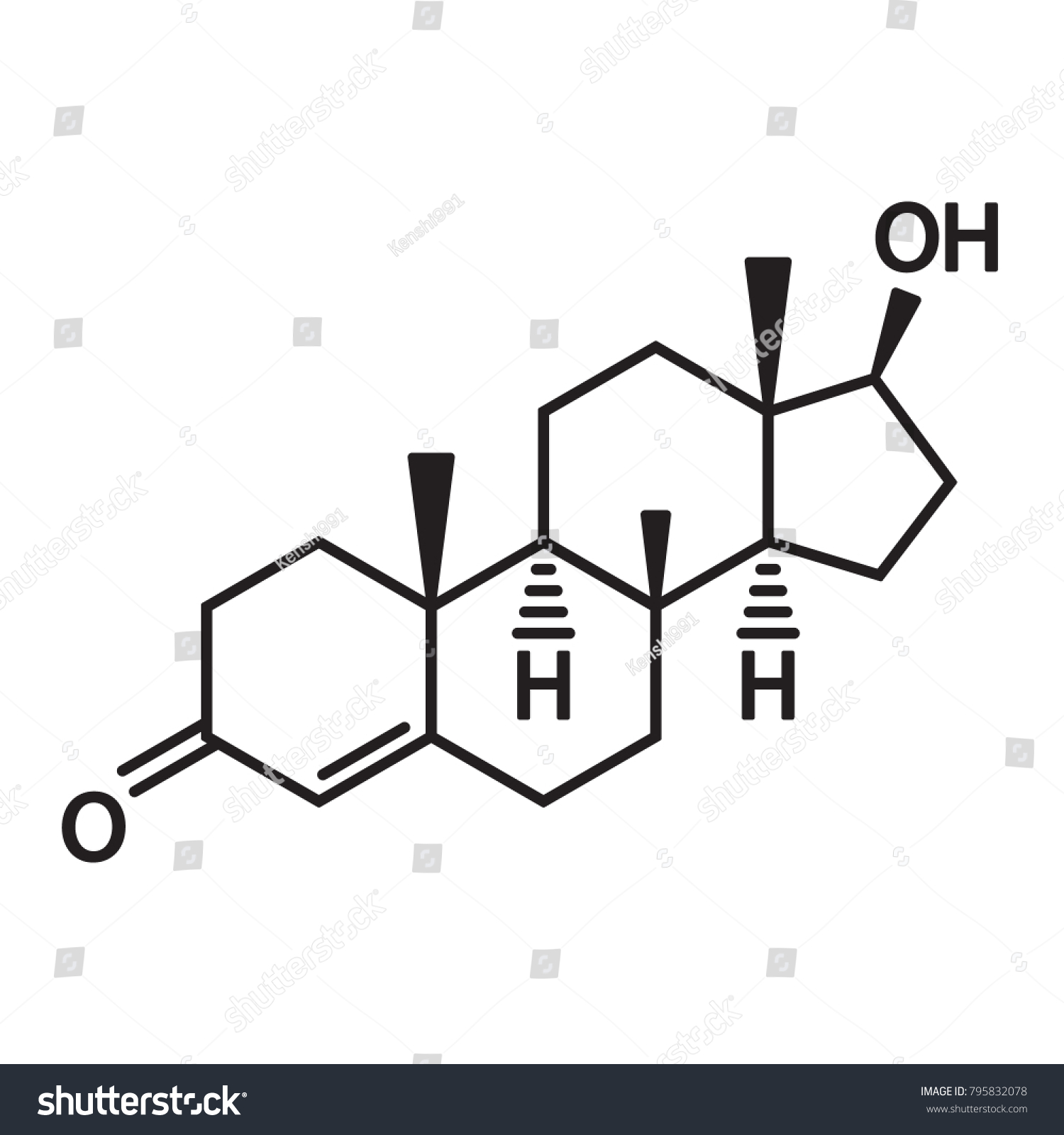 Male Hormone Testosterone Molecular Structural Chemical Stock Vector