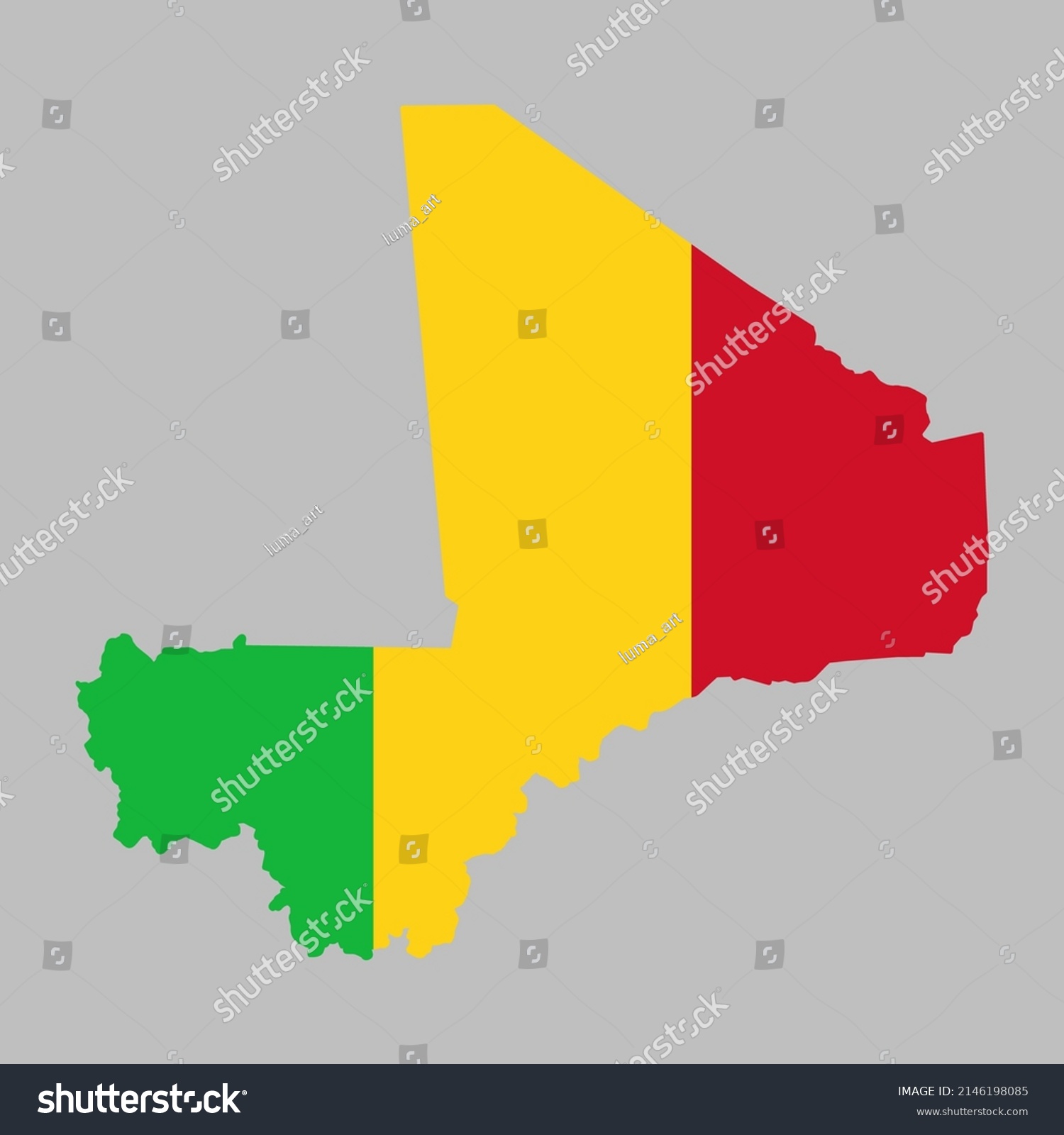 Mali Flag Inside Malian Map Borders Stock Vector (Royalty Free ...